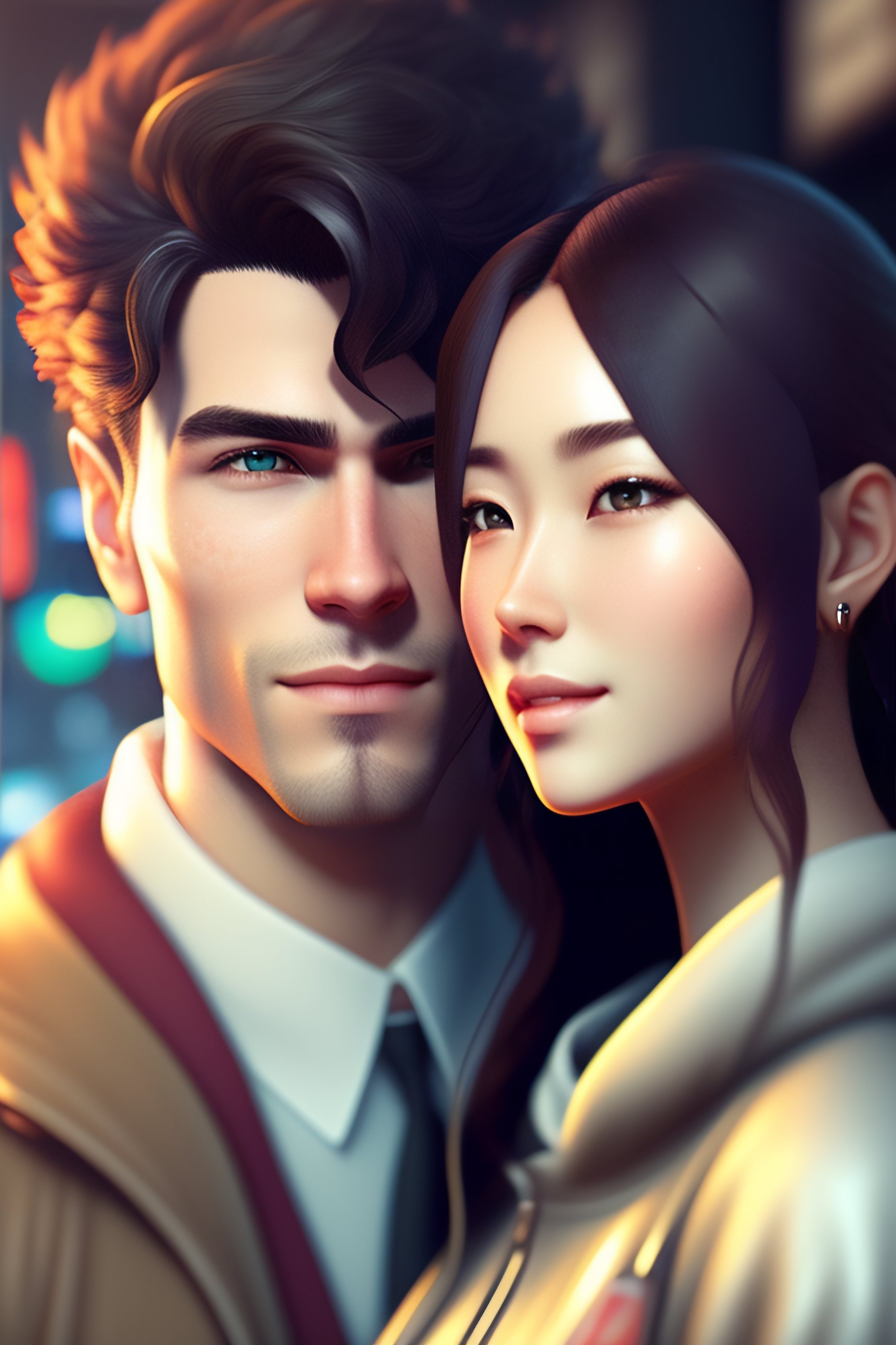 lexica-a-beautiful-young-white-couple-beautiful-realistic-anime