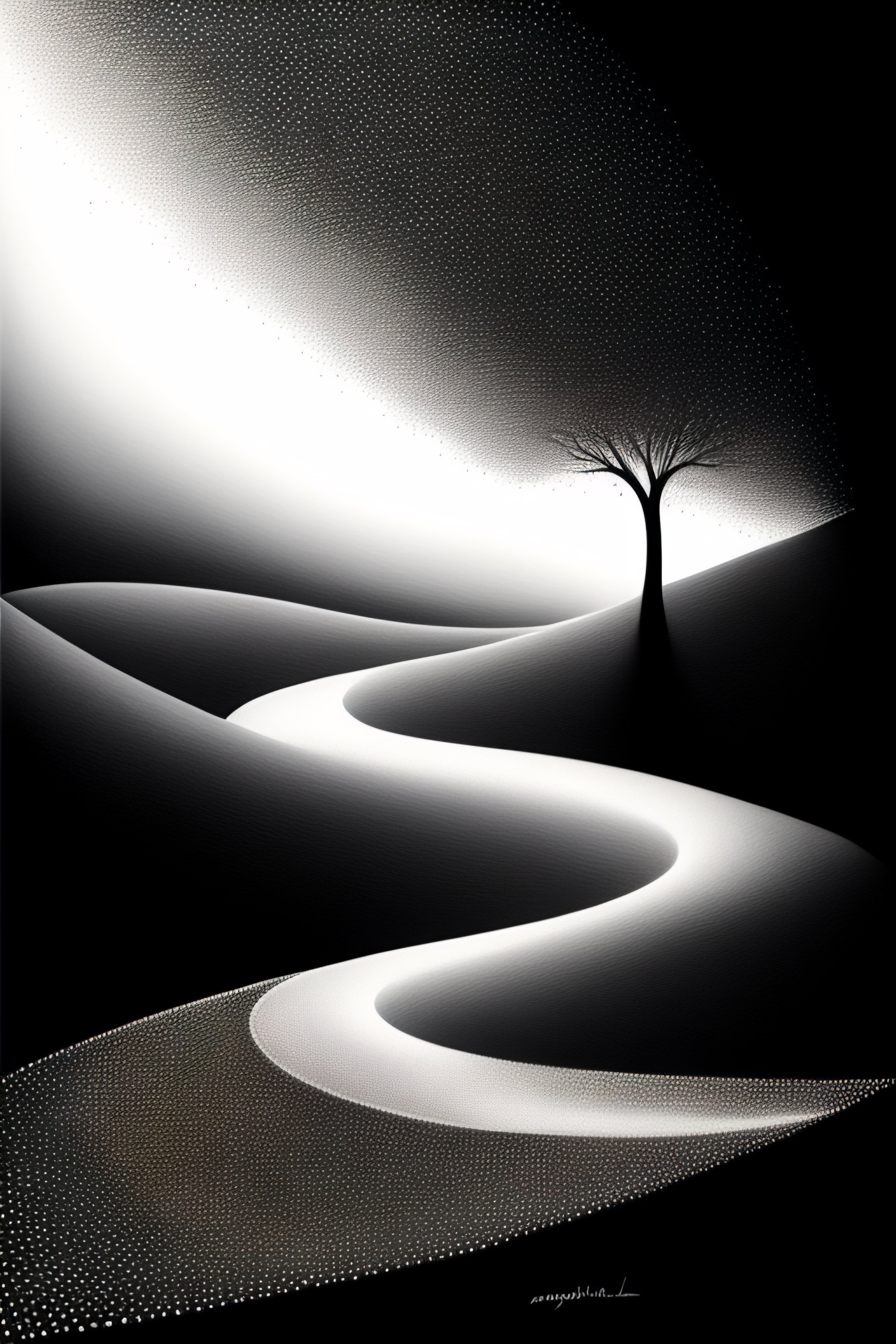 Lexica - An stunning black and white abstract pointillism drawing ...