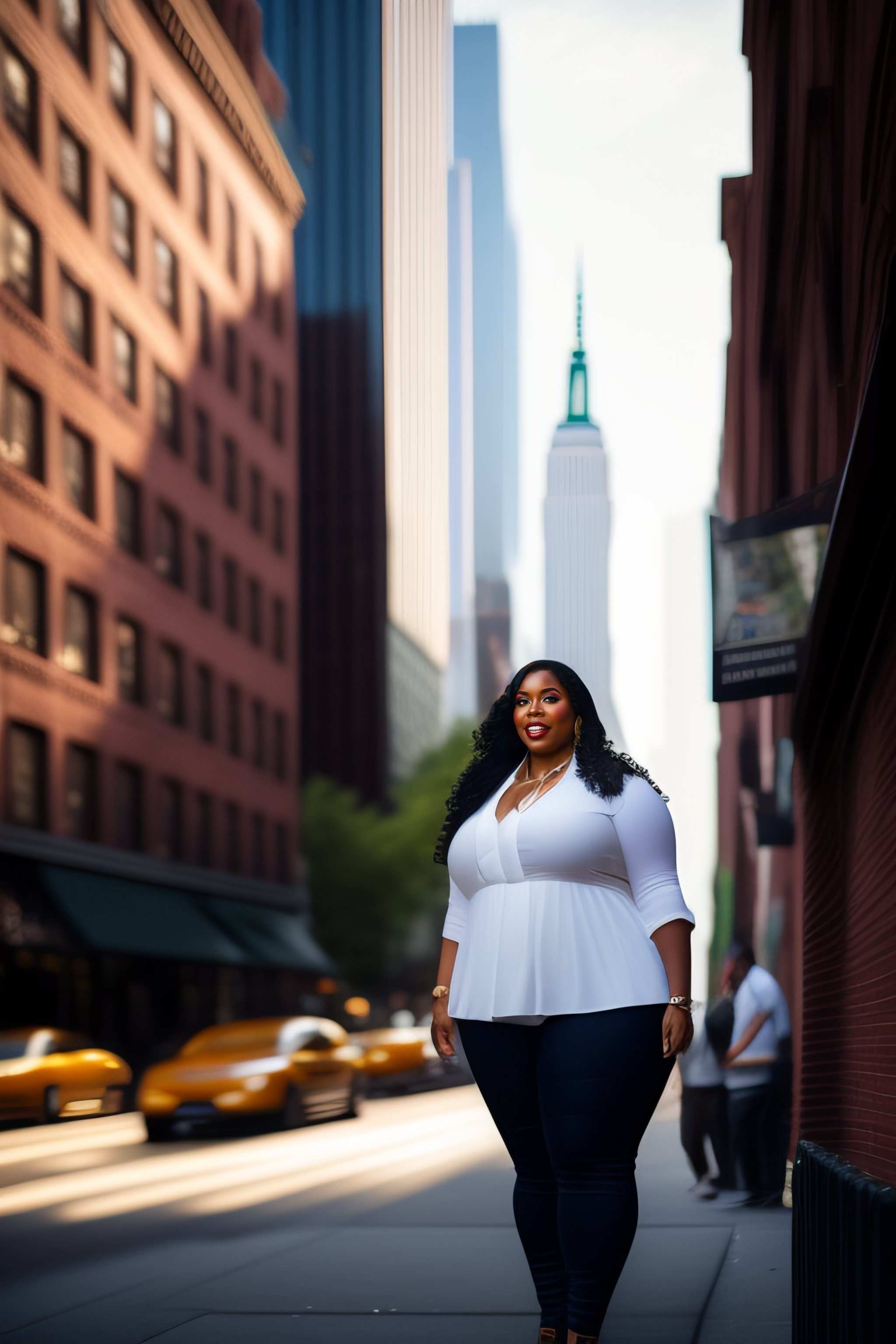 Lexica - Portrait of an American White thick lady in New York