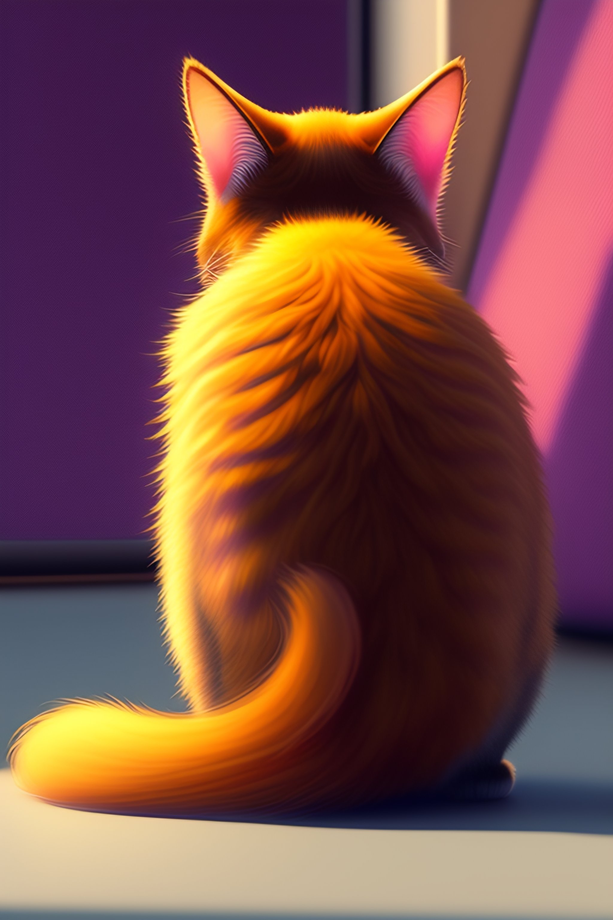 Lexica - A cat, viewed from behind, tail up. pixel art