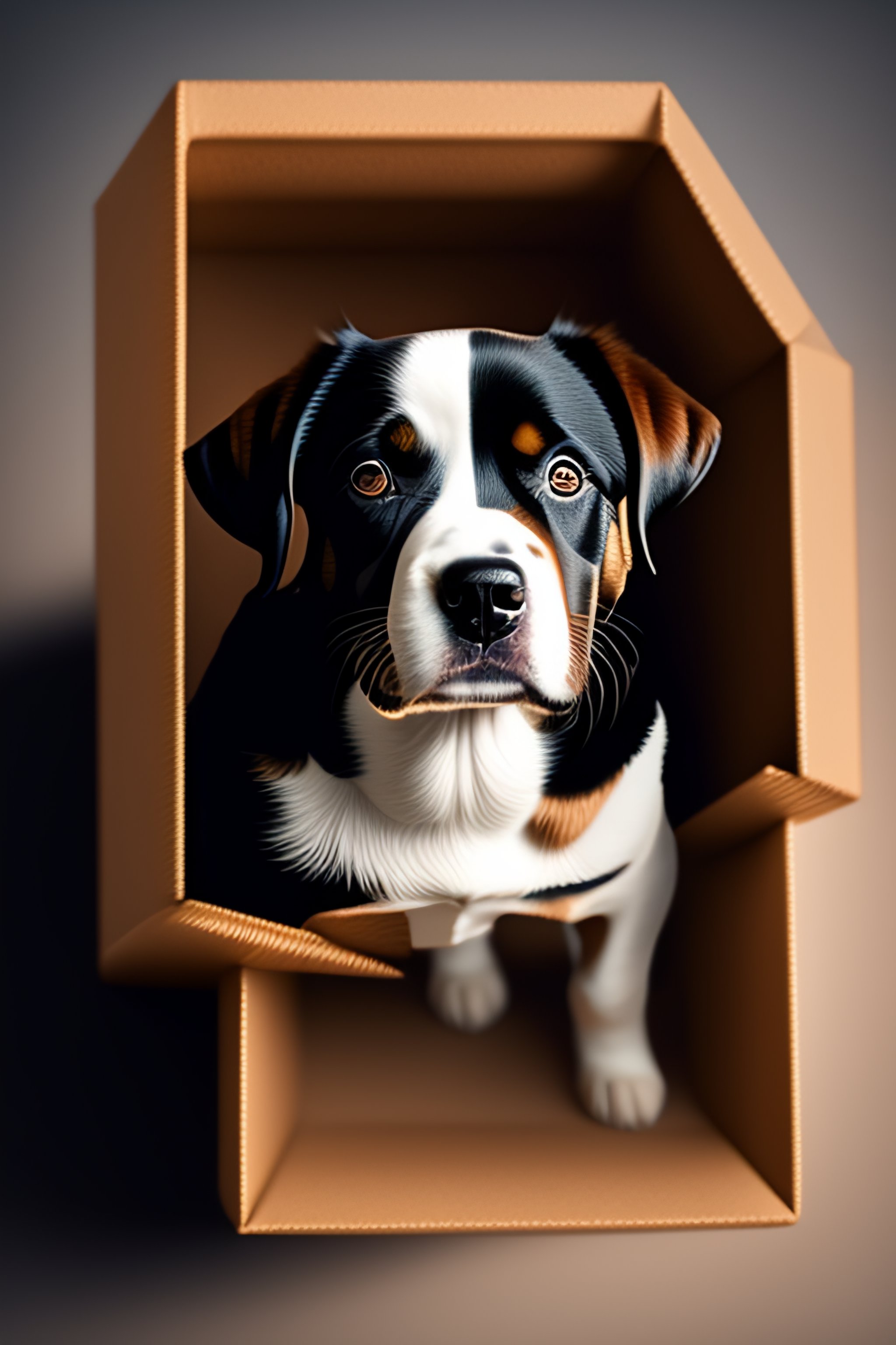 Lexica - A dog inside a box