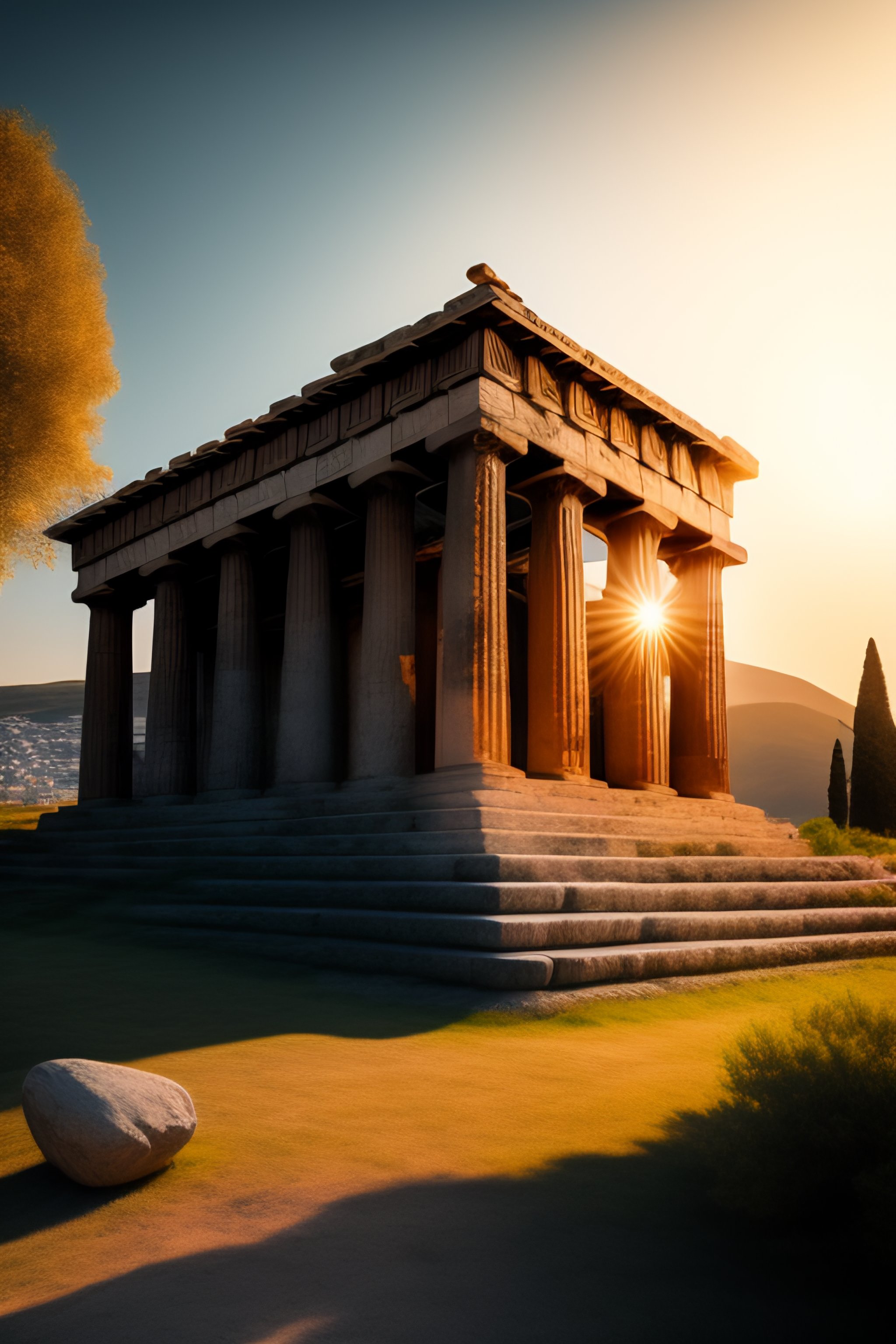 Lexica - Ancient greek temple on a hill in the sunlight