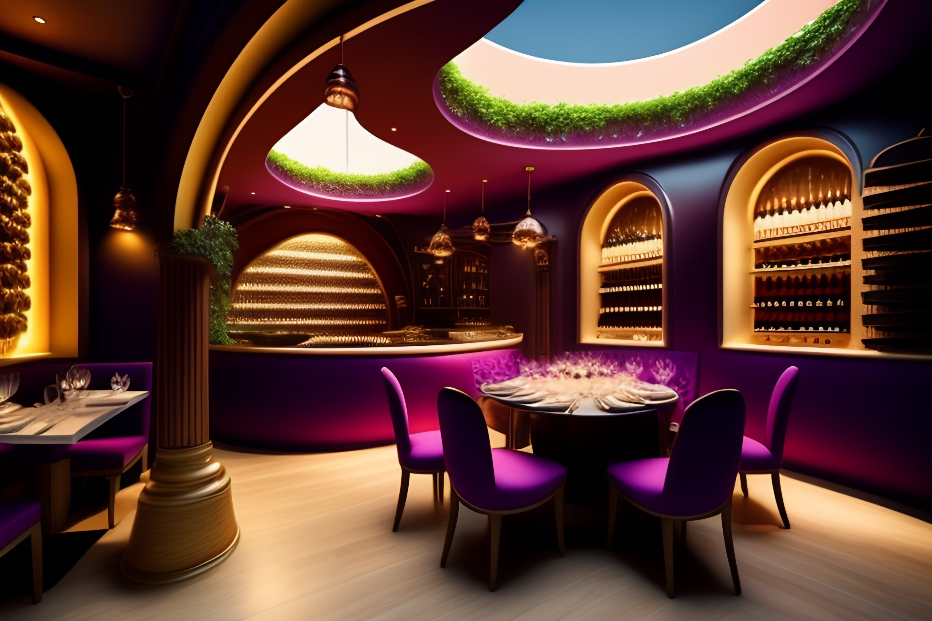 Lexica - Restaurant design::5, wine room, grape wine pot plants ...