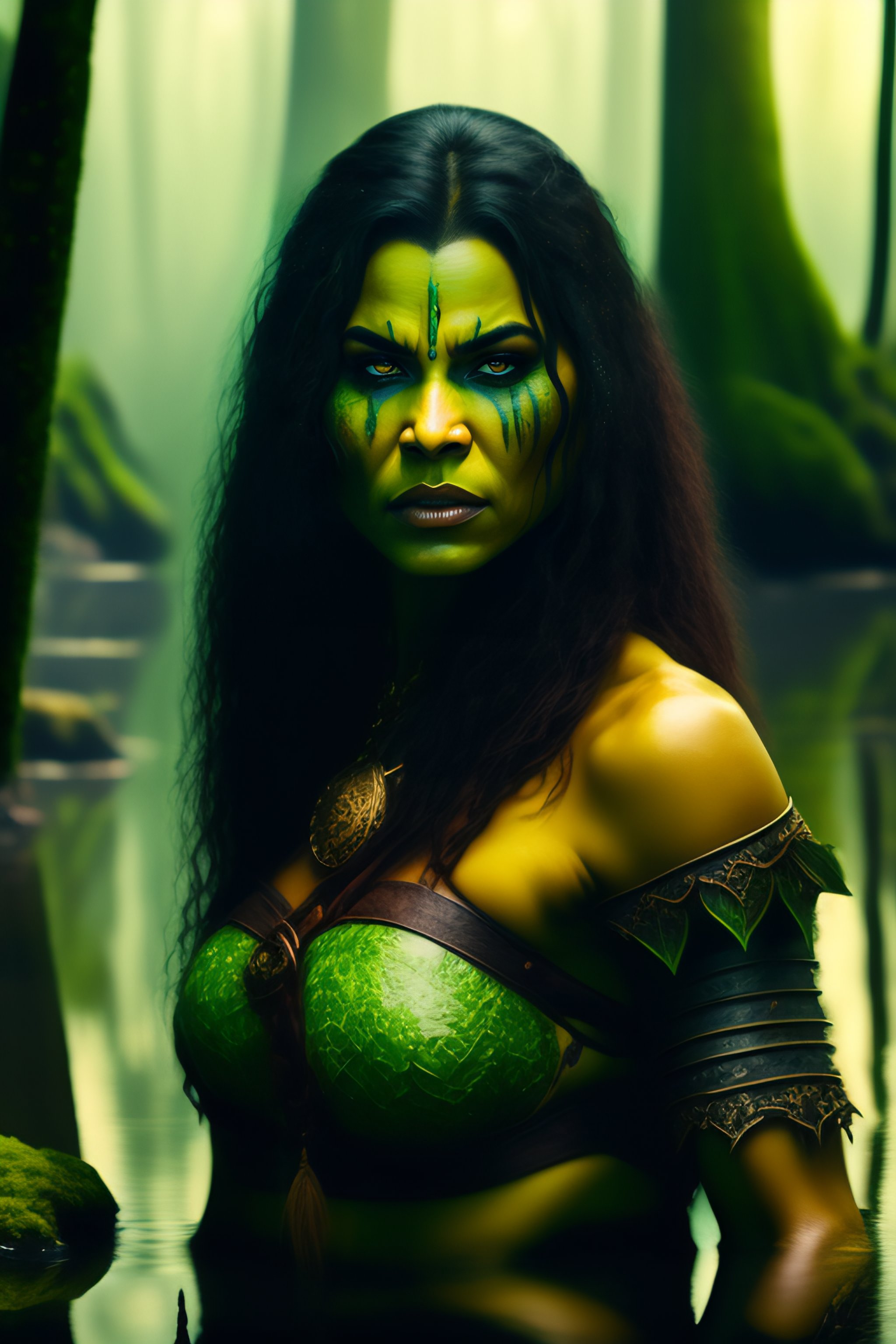 Lexica - Orc woman standing in swamp