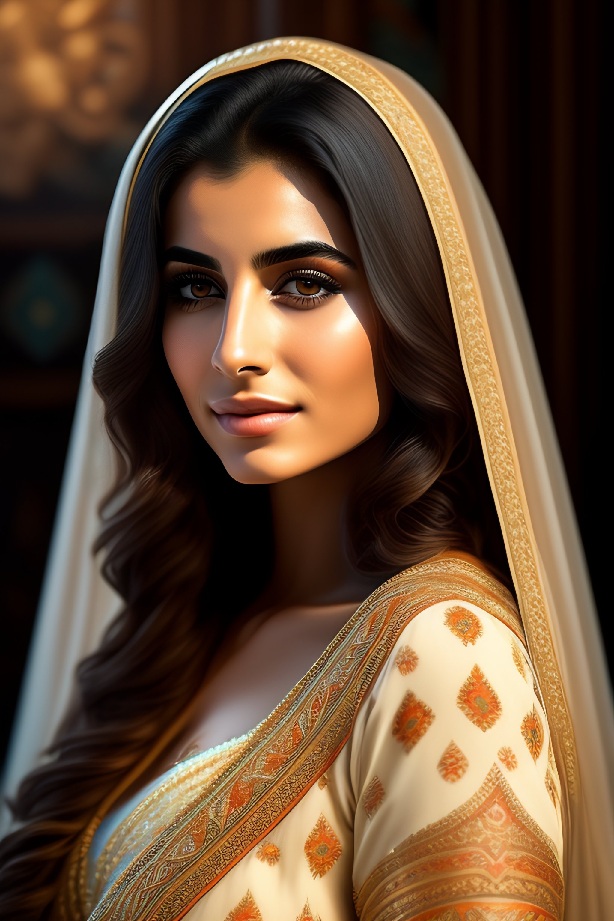 Lexica - Young middle eastern woman , pretty nose , wavy hair , armenia ...