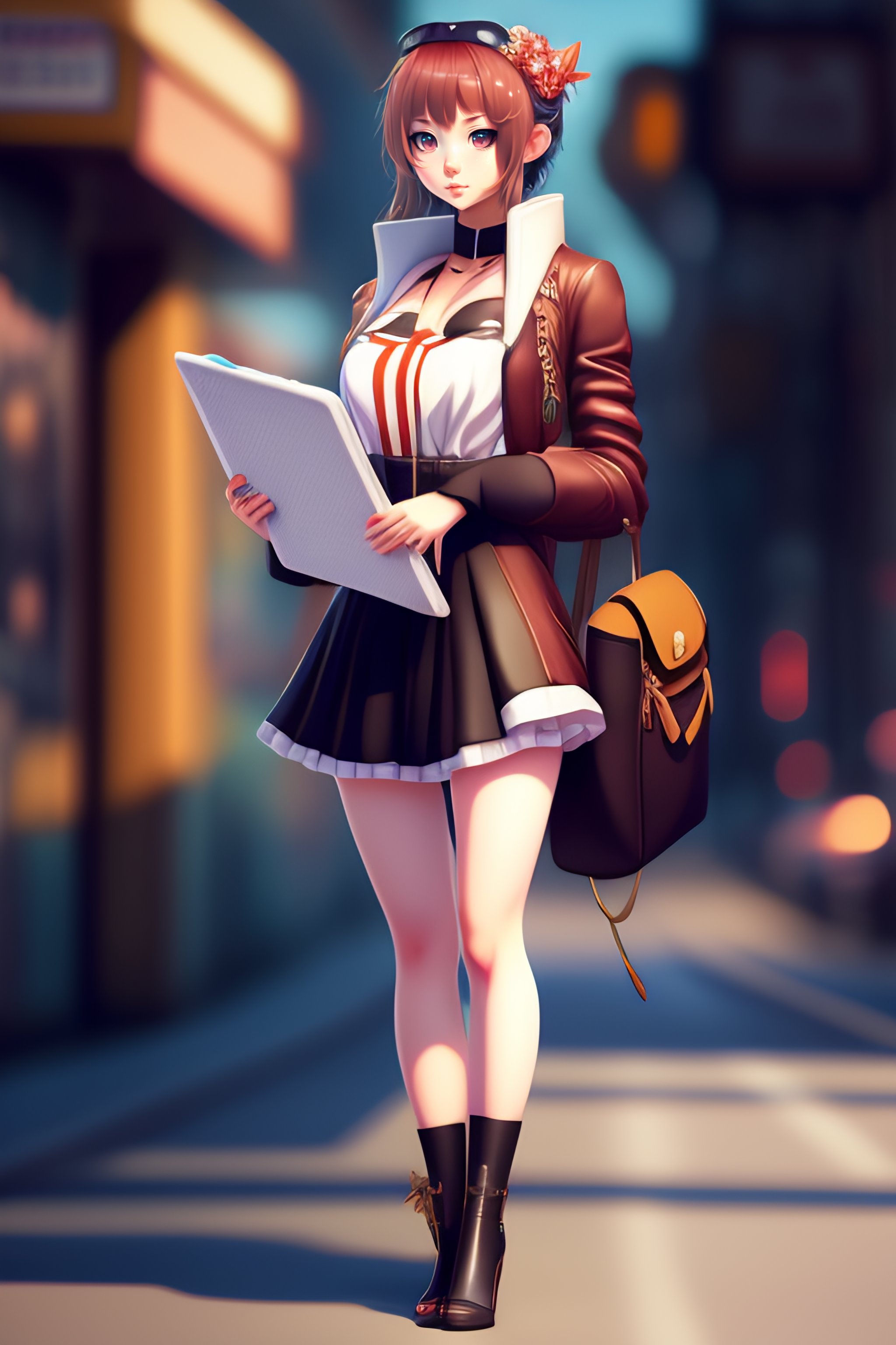Lexica - Full body anime style model girl reading, realistic detailes ...
