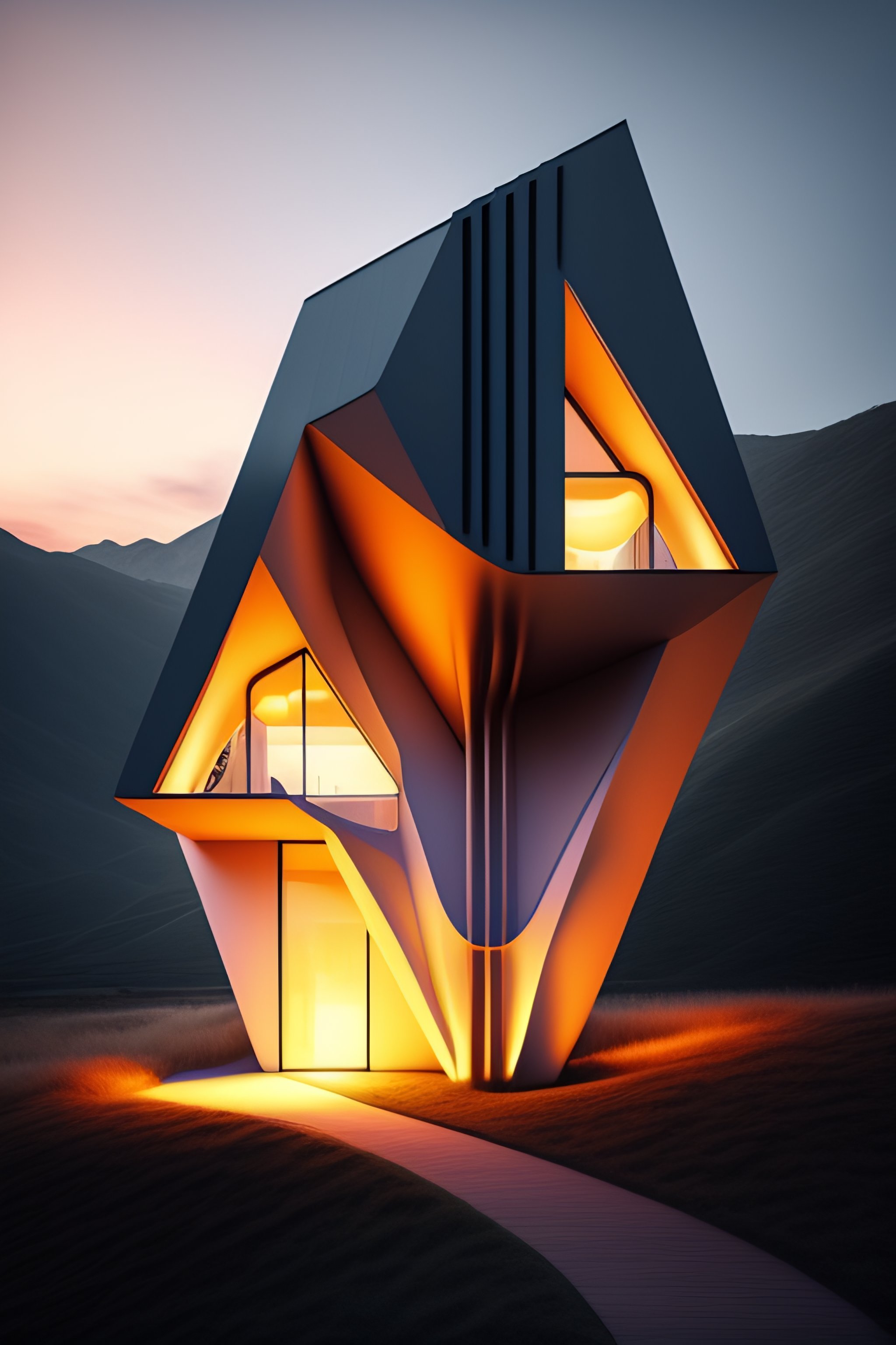 Lexica - Zaha hadid 3 d construction printed house on the mountain ...