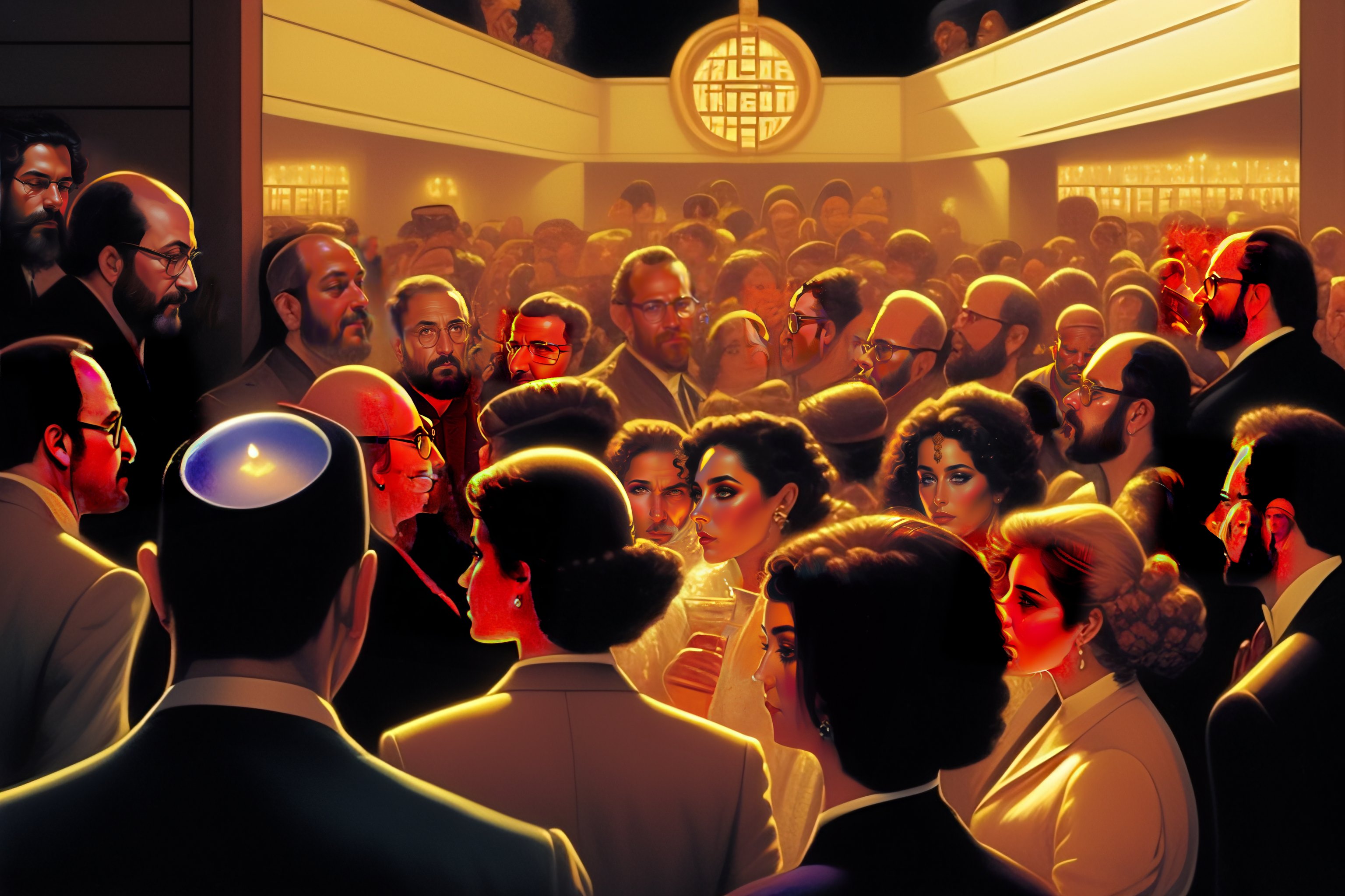 Lexica - Picture of a modern synagogue on the Sabbath, crowded with ...
