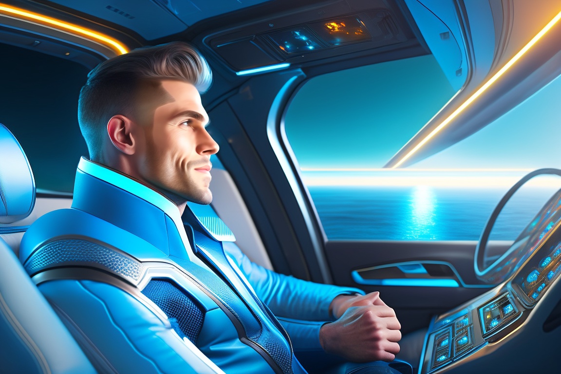 Lexica - A good looking human man in a spaceship driving the spaceship ...