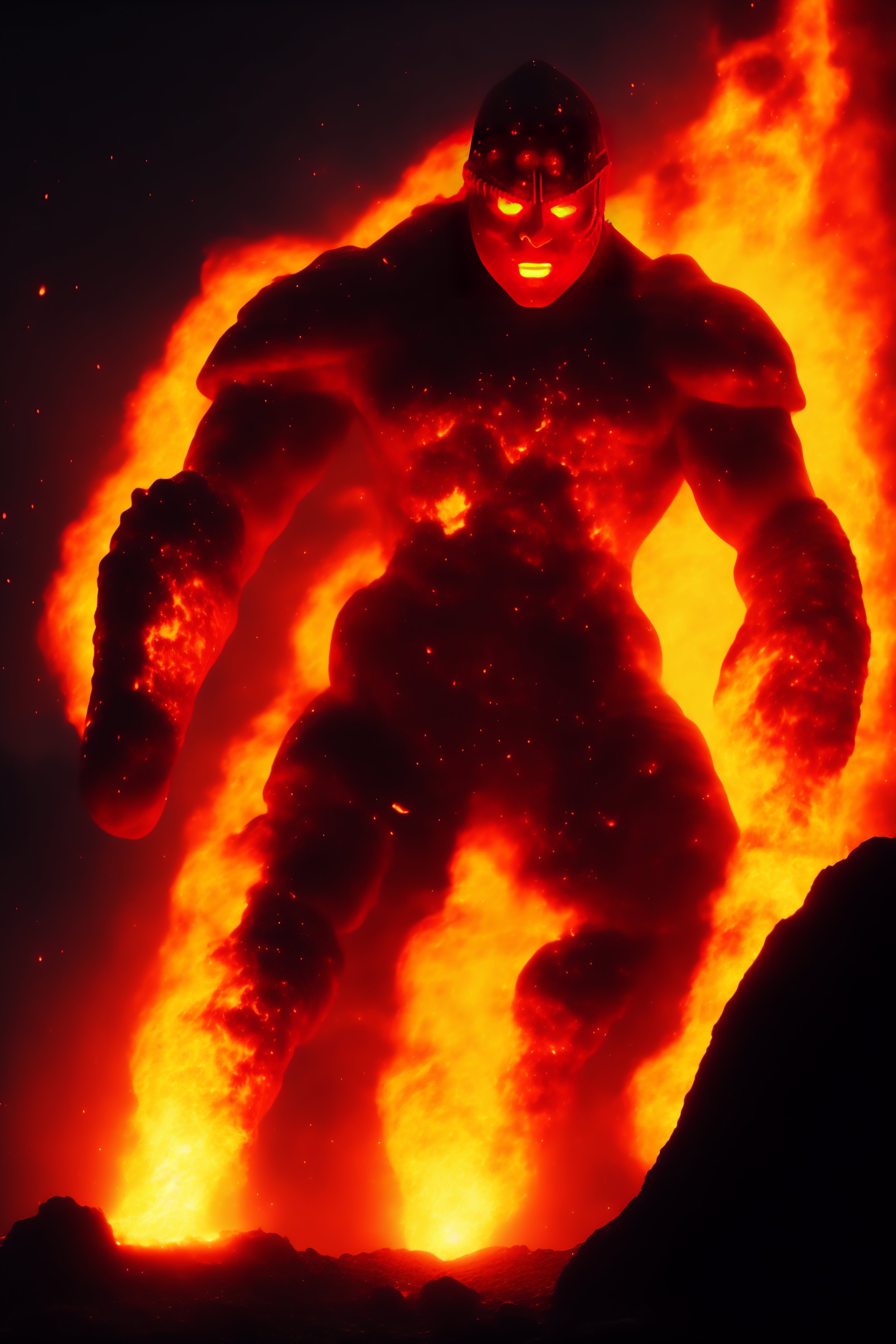 Lexica - The golem covered in flames emitted heat from many places. The ...