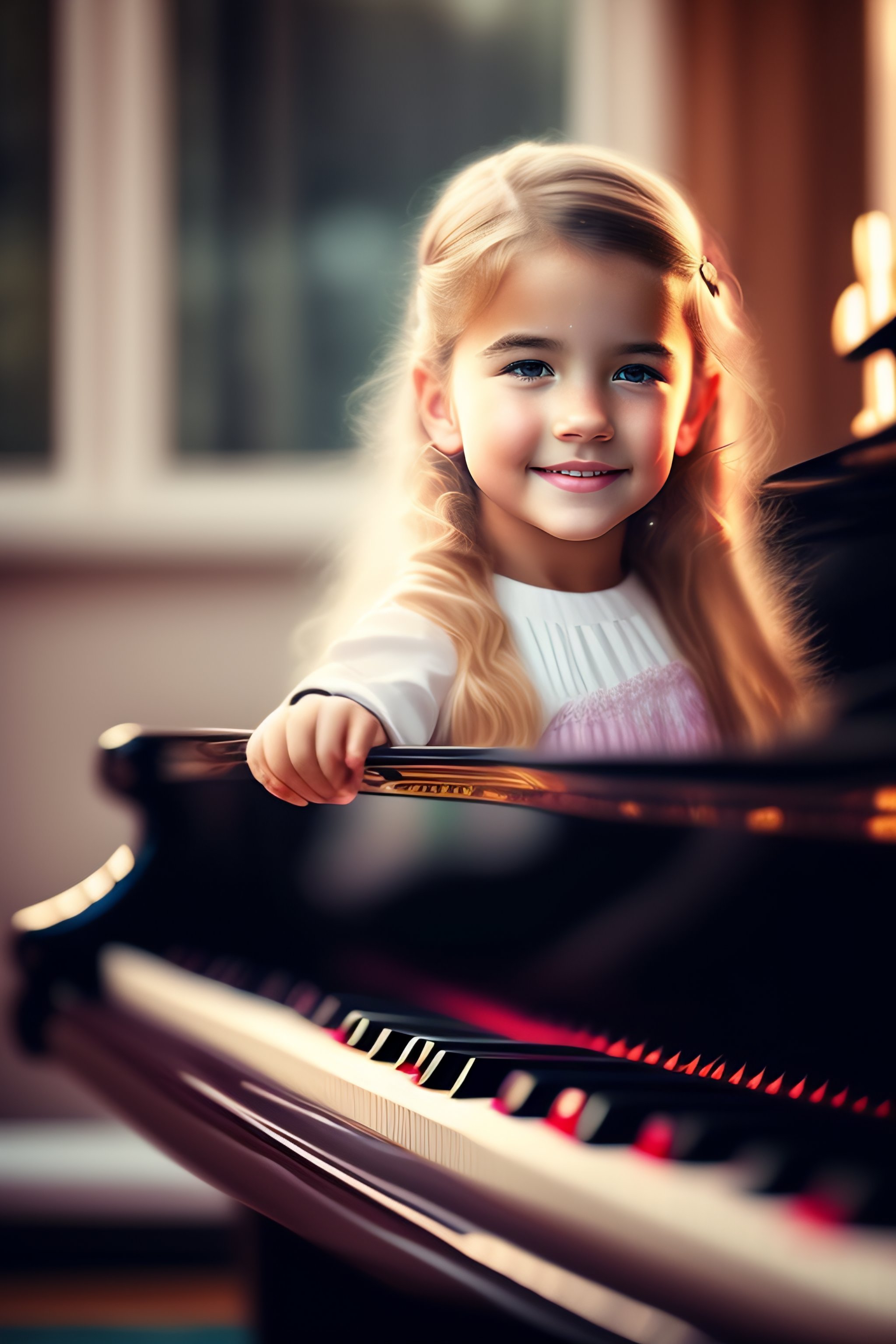 Lexica - Beautiful girl play piano