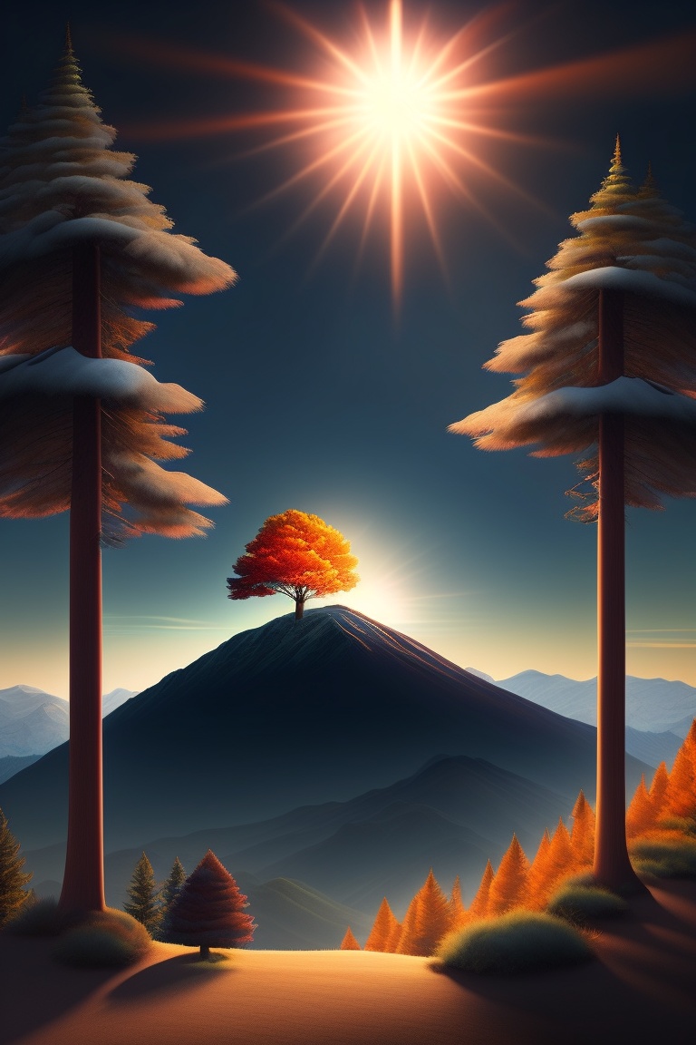 Lexica - Mountain, pain tree, sun, t shirt, high regulation