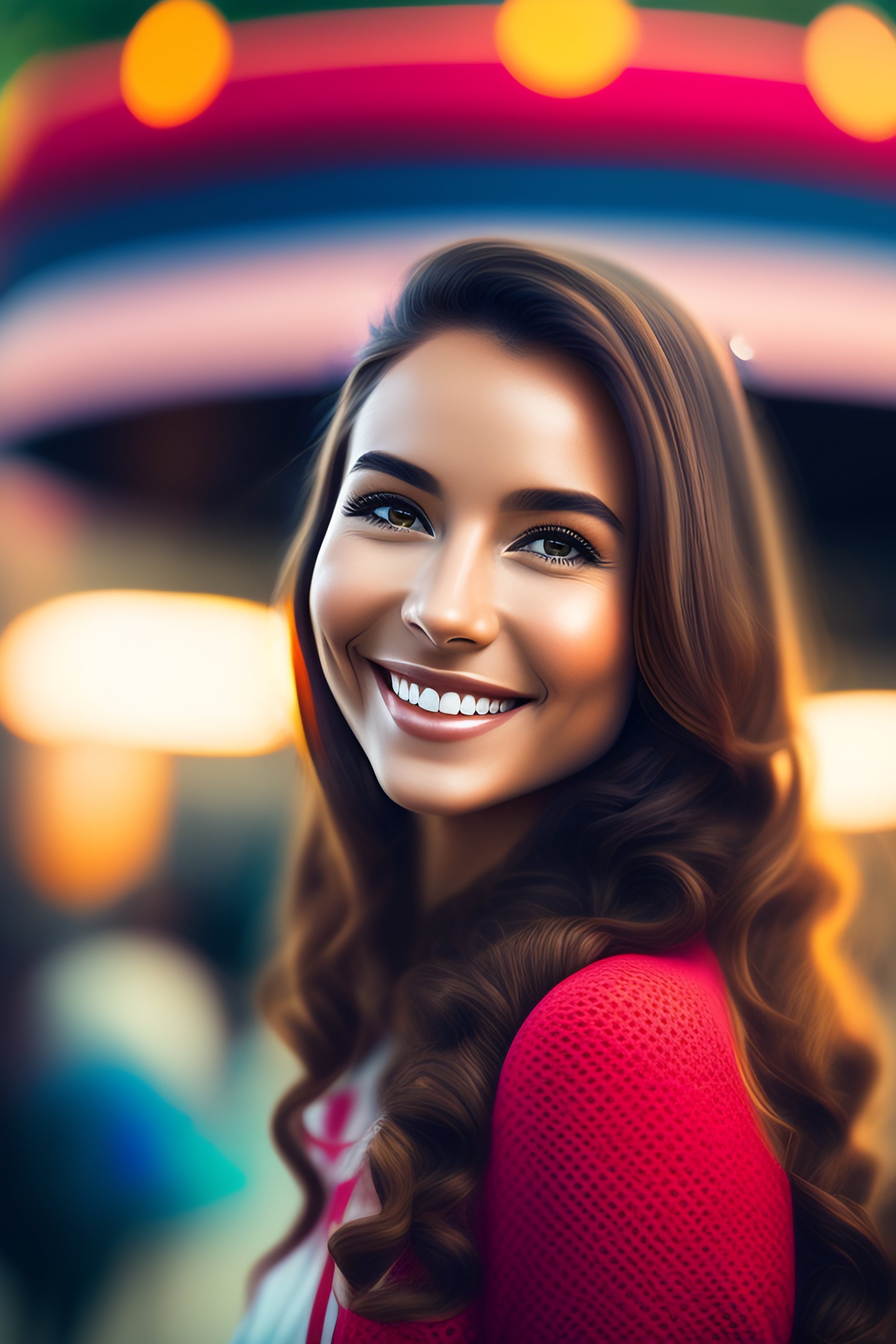 Lexica - Little playful beautiful fair girl with smile, side view