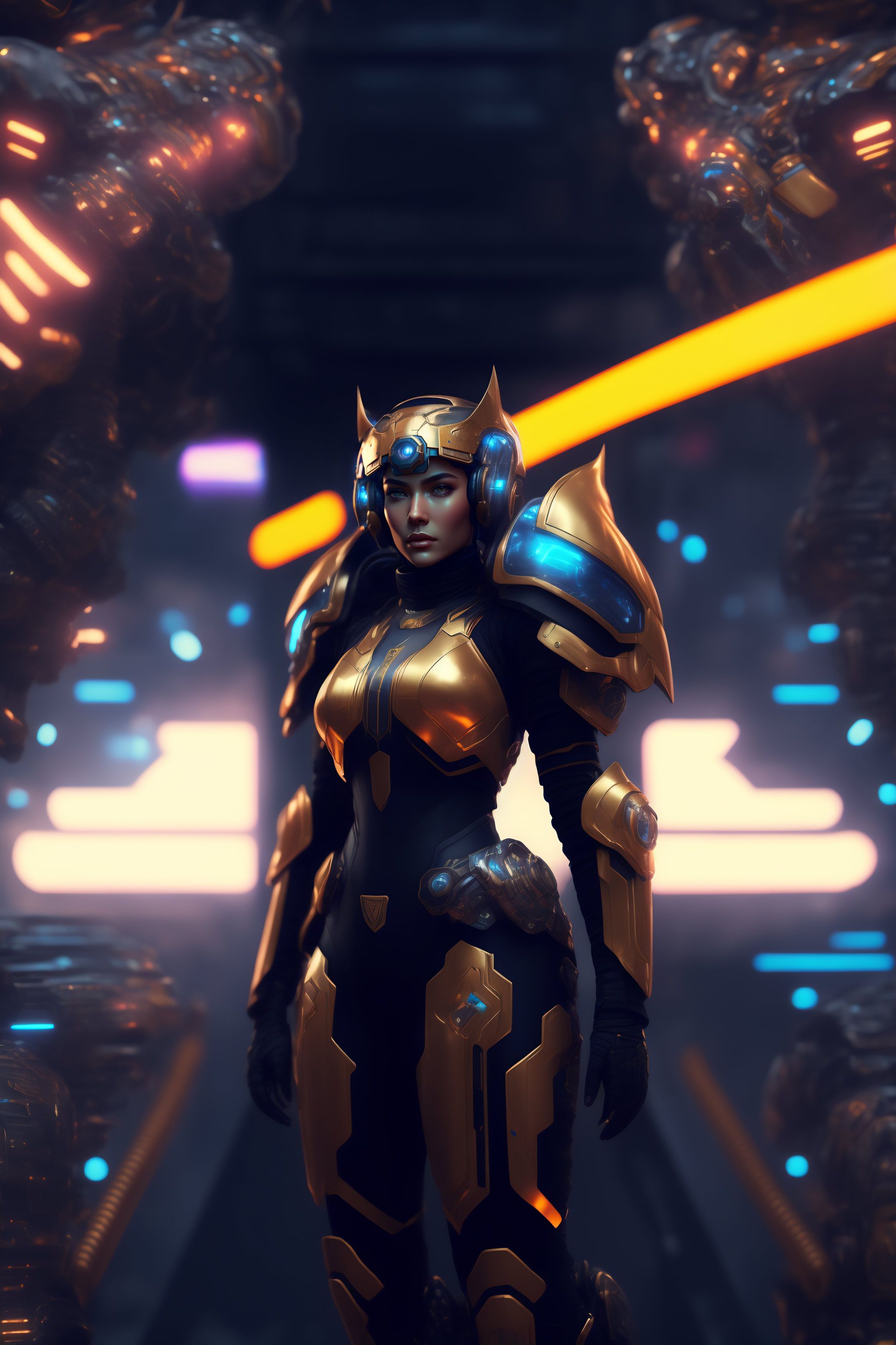 Lexica - Mech punk armour with short hair girl, battle status, hyper ...