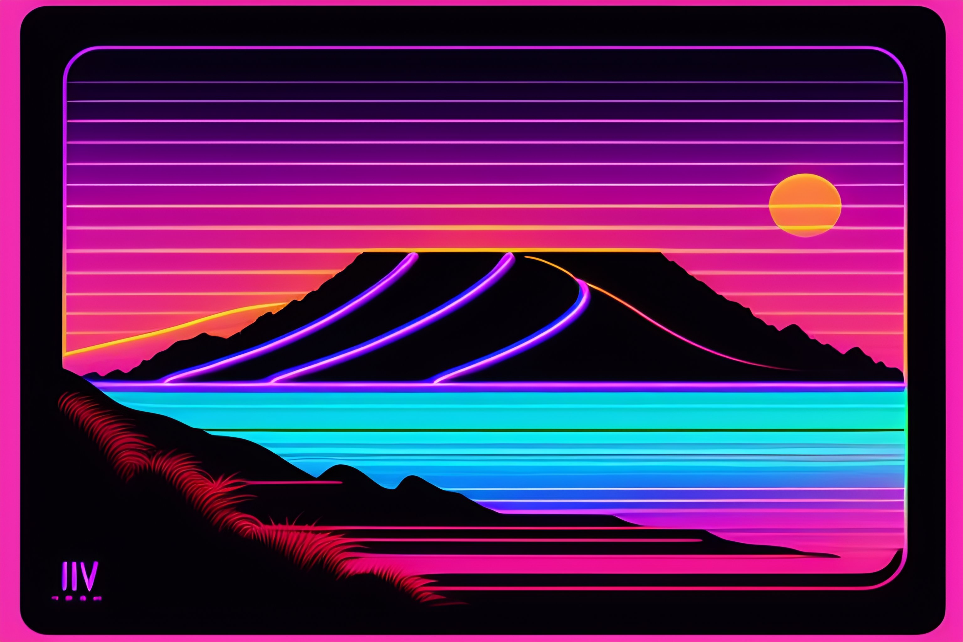 Lexica - Synthwave style vector art, horizontal neon lines ...