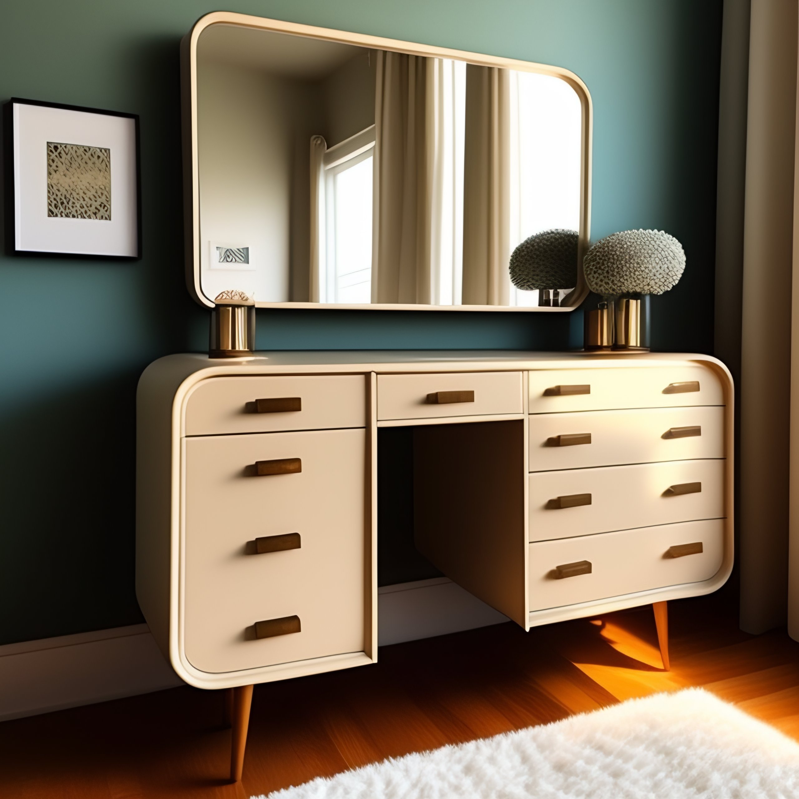 Lexica - 60s 50s bedroom grainy beige midcentury with record player and ...