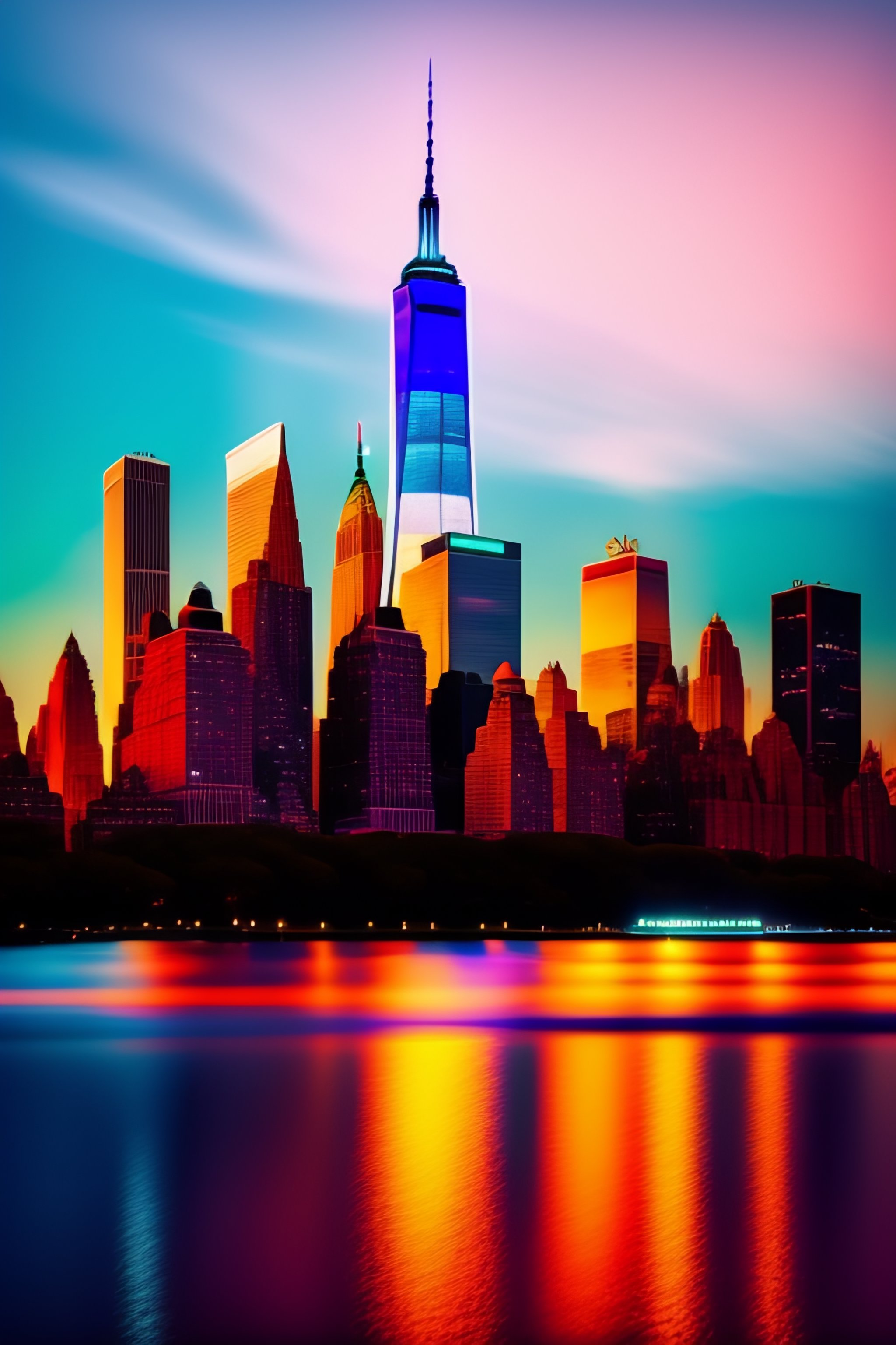Lexica - New york city skyline, multicolored, dreamlike