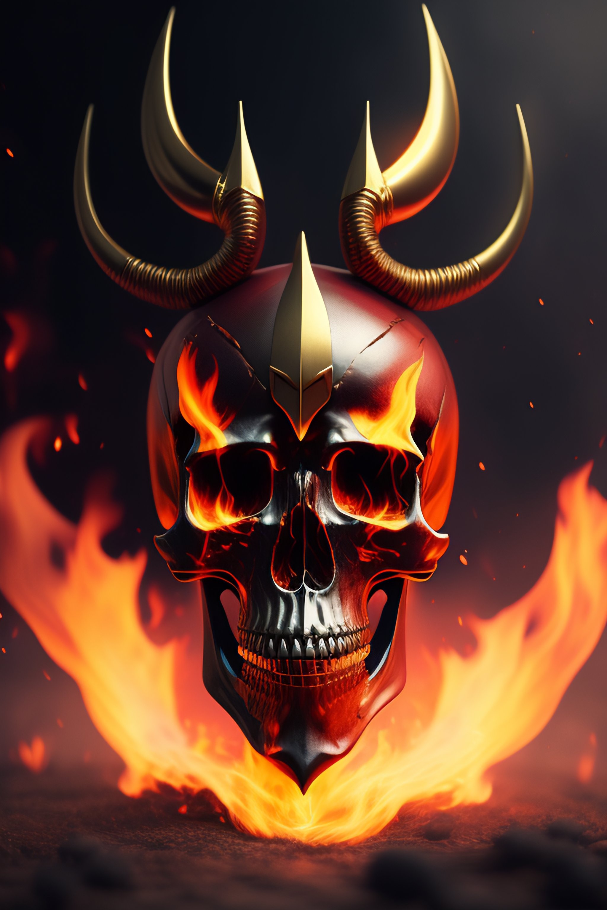 Lexica - Portrait of a bullet shot by the devil with his horns on fires ...