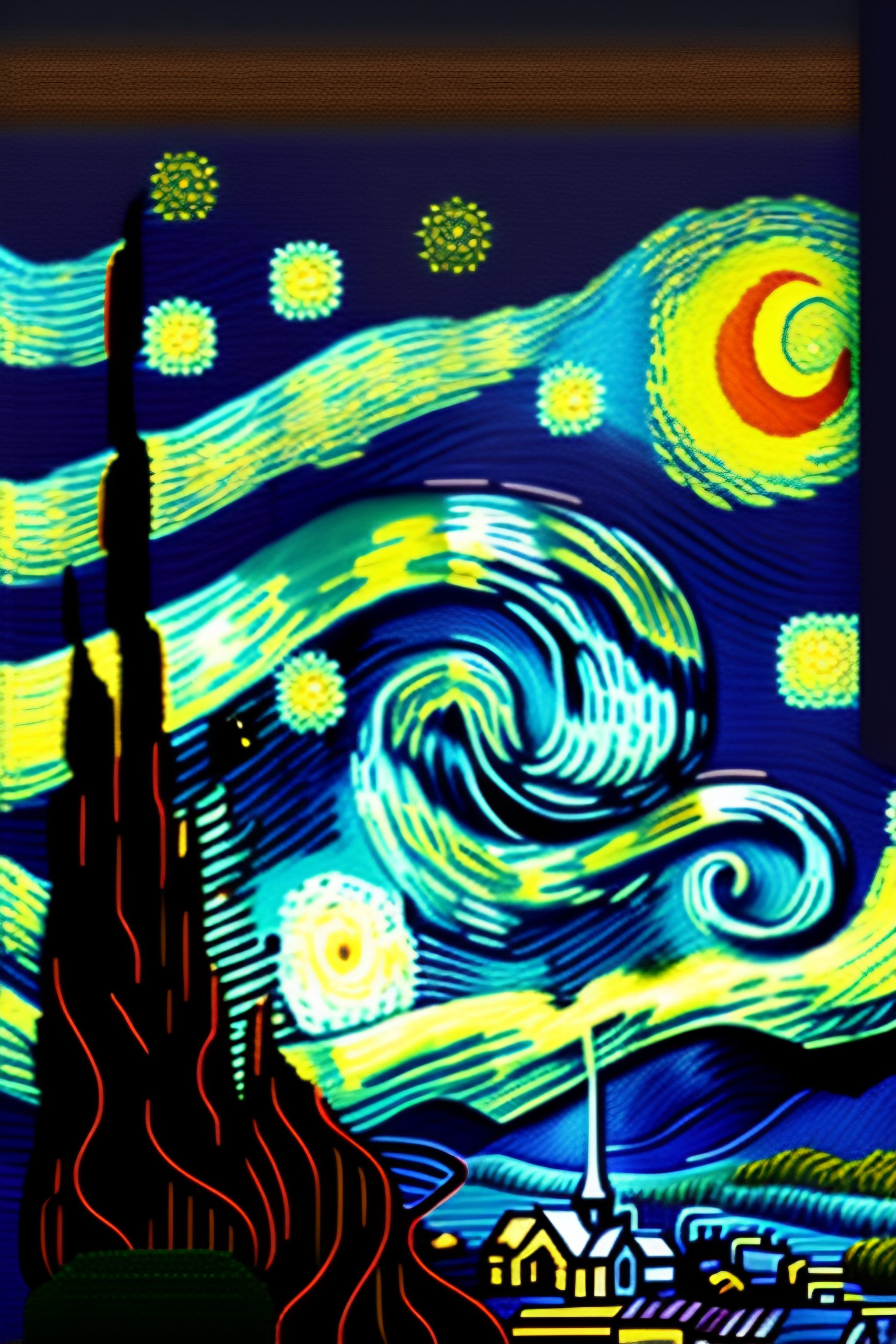 Lexica - A 8-bit graphic of Van Gogh's starry night in a more mute ...