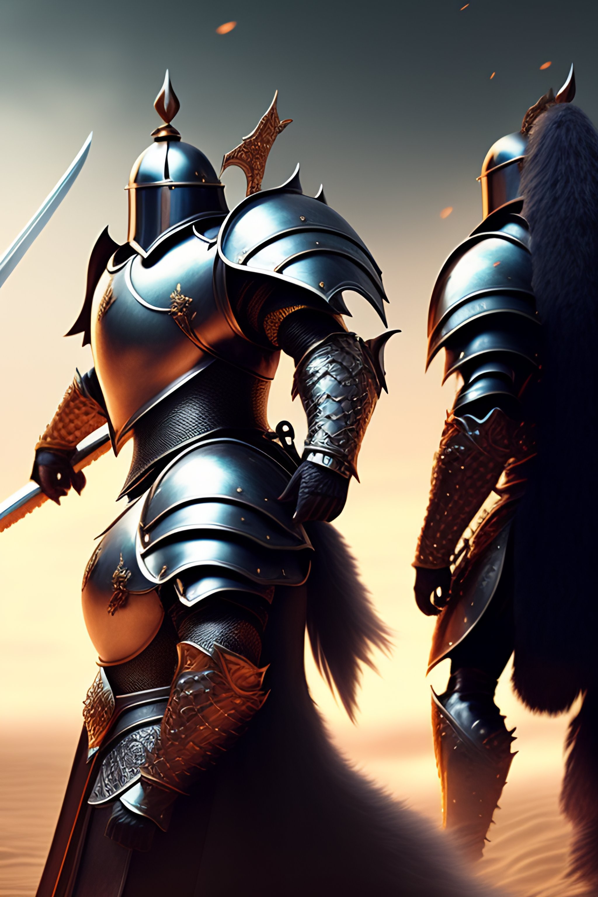 Lexica - Blaspherious dressed in knight armor slaying monsters