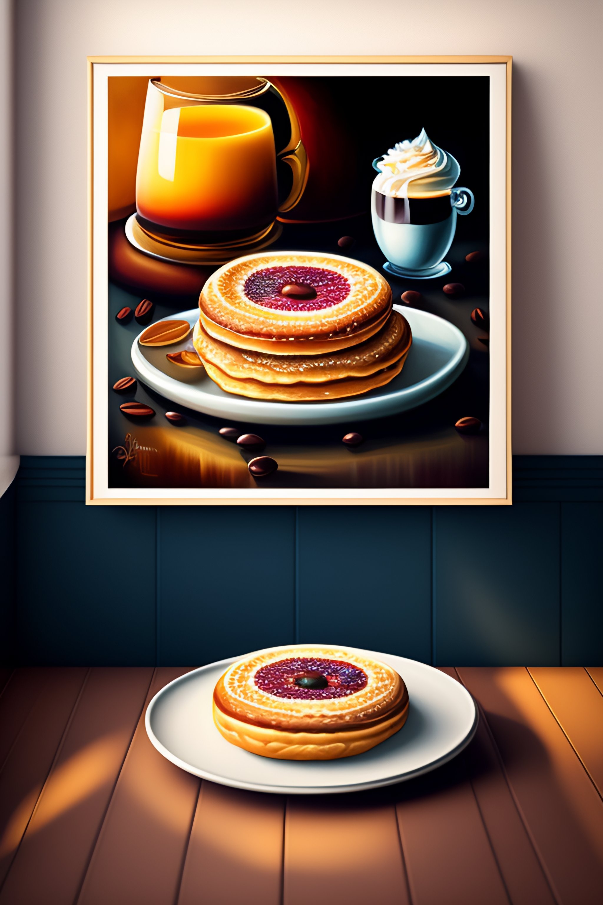 Lexica - Brunch Art Print, Pastries and Coffee Painting, Kitchen Wall ...