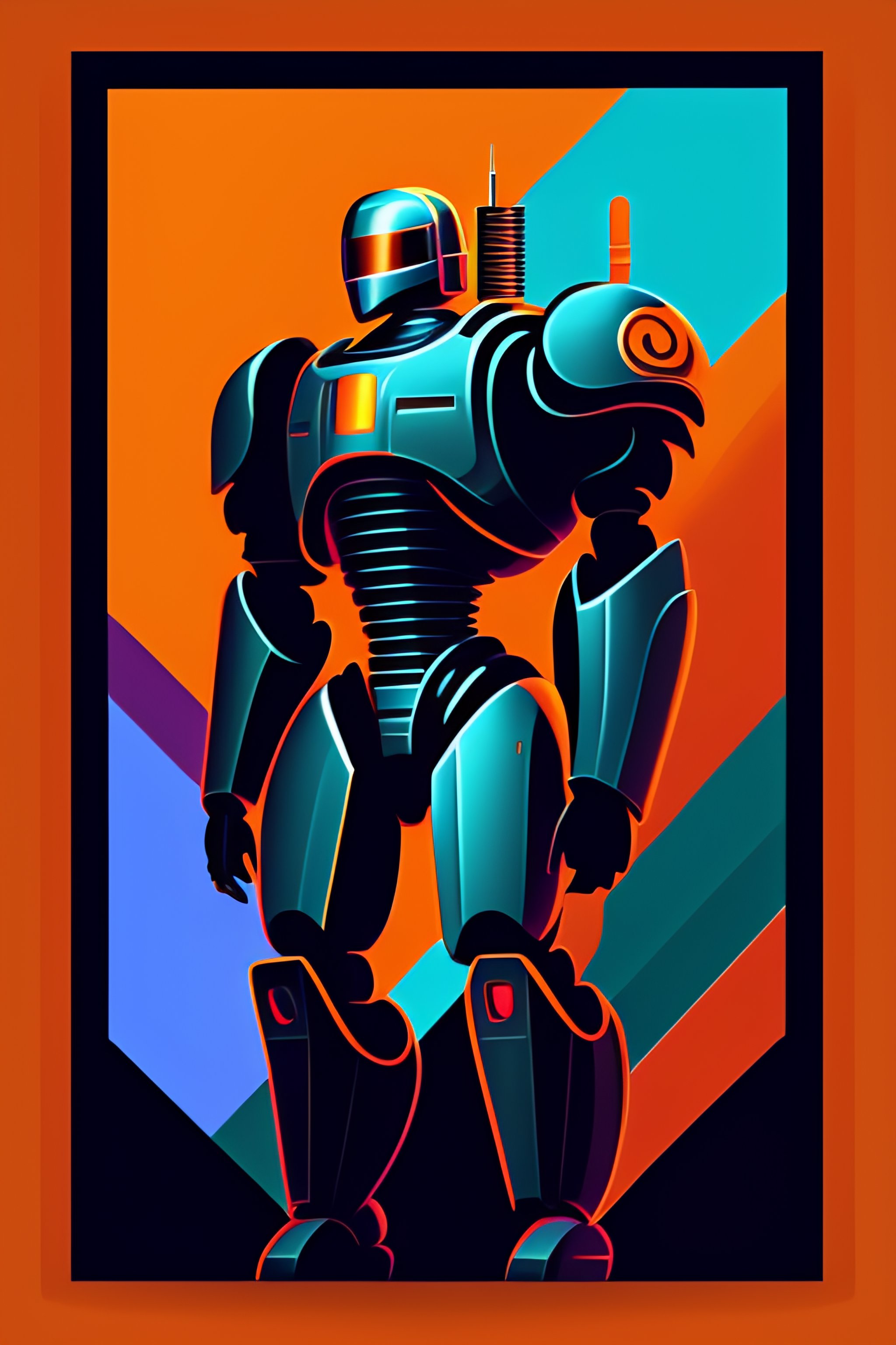 Lexica - Vector flat, flat vector 2D image of robocop inside a small ...