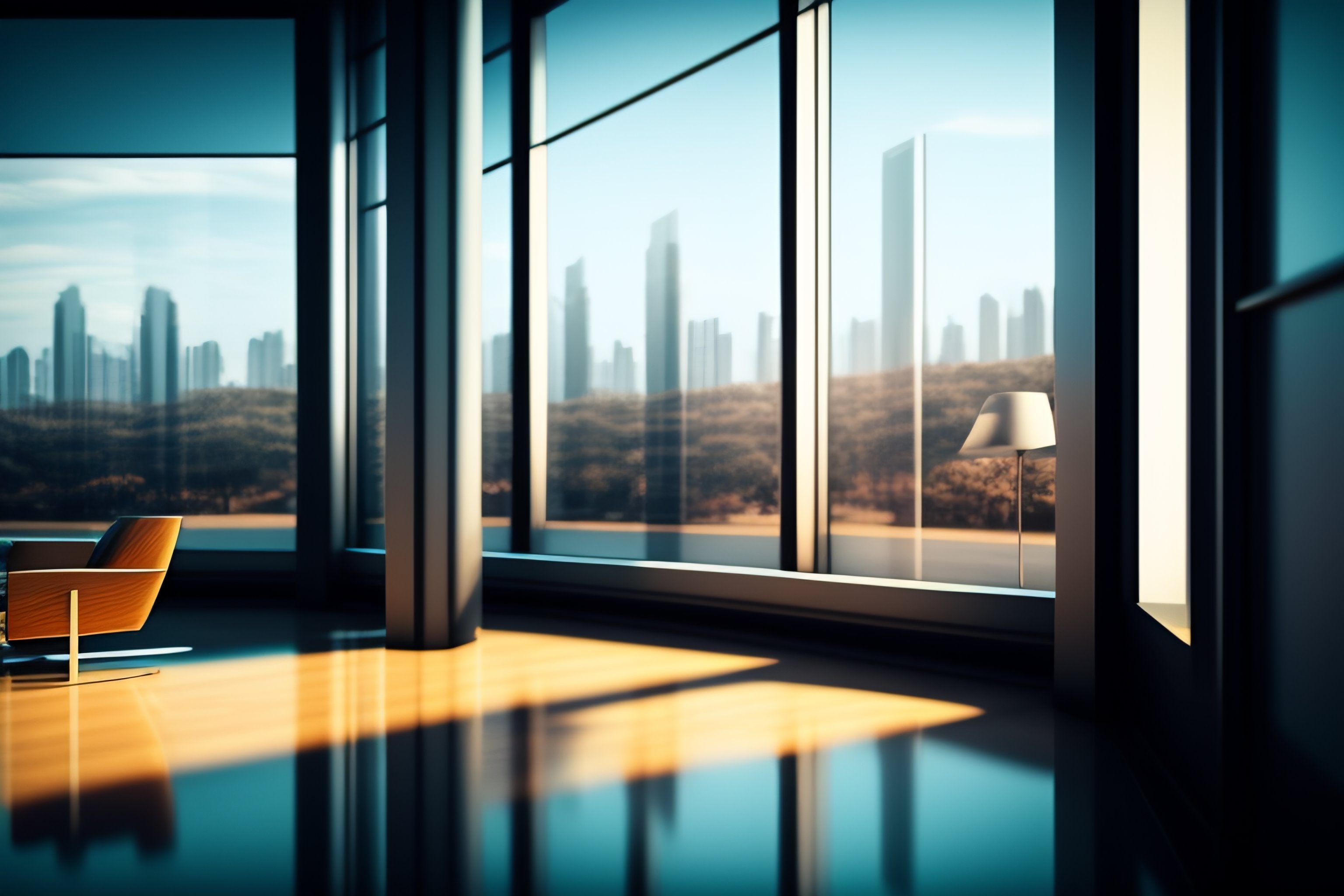 Lexica - Lawyer office, big desk with comfortable chair in front of the ...