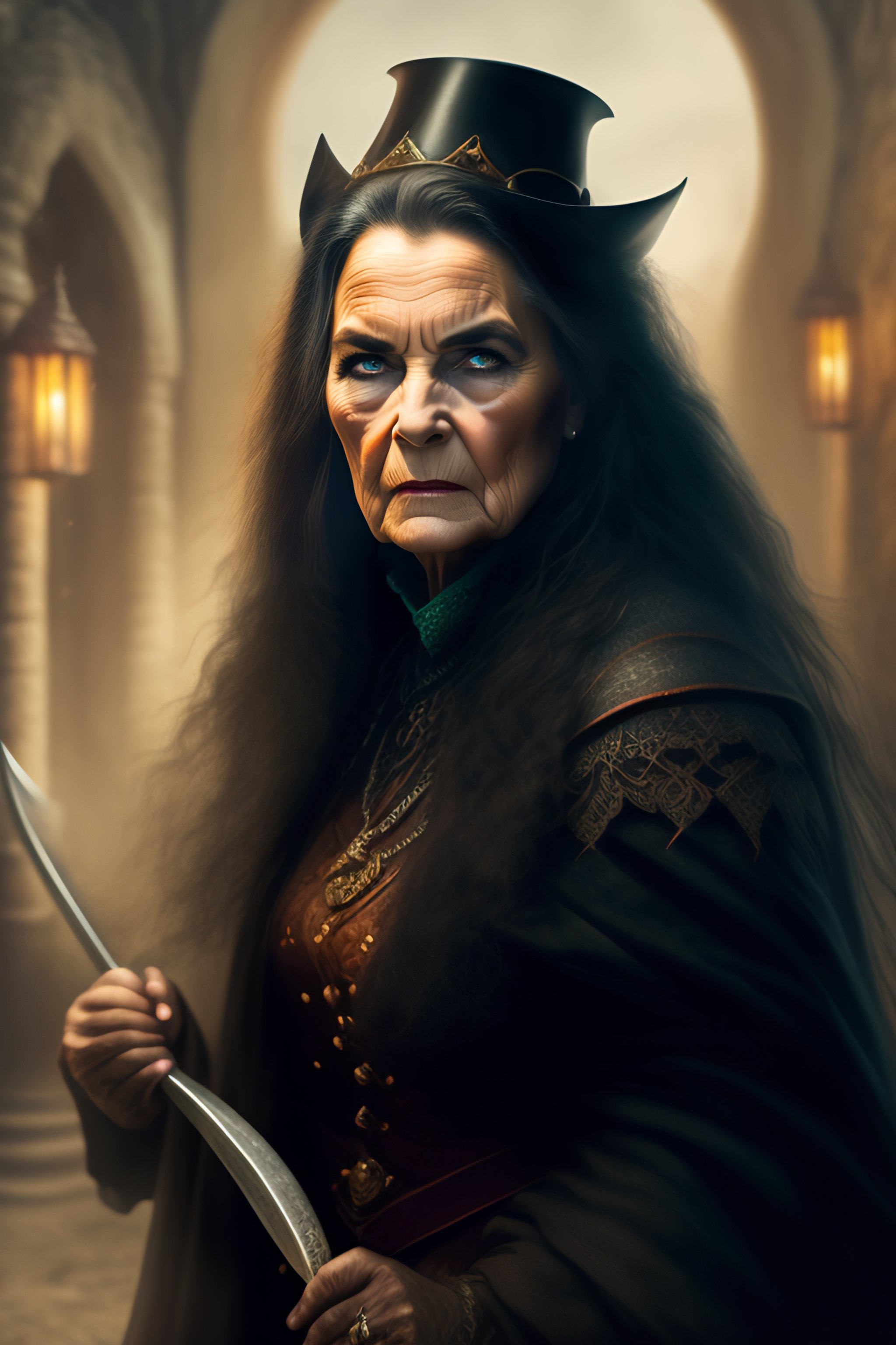 Lexica - Portrait a terrifying horror old witch with a mean look ...