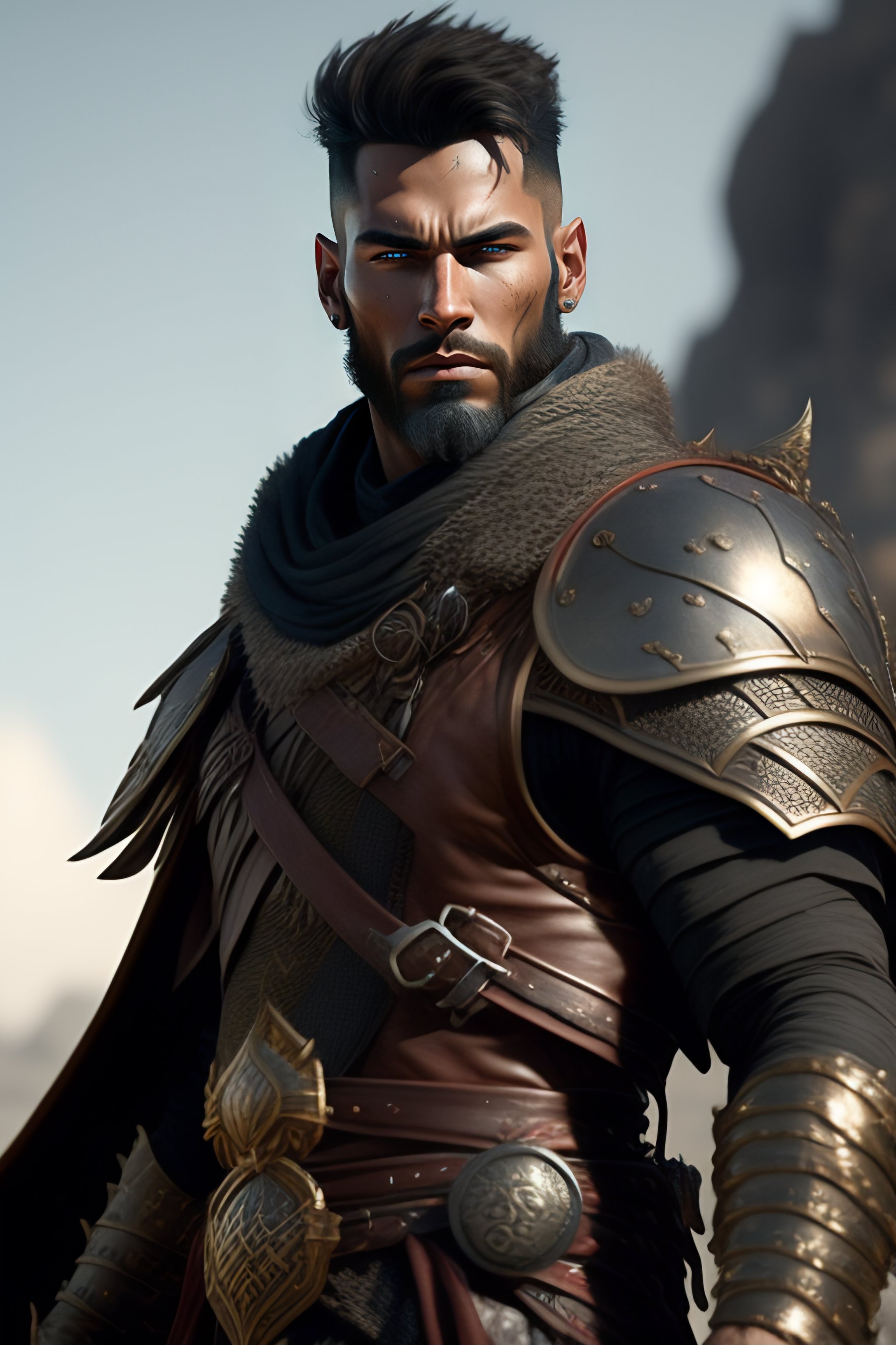 Lexica - Weathered man, leather armor, hyper realistic face, squinting ...
