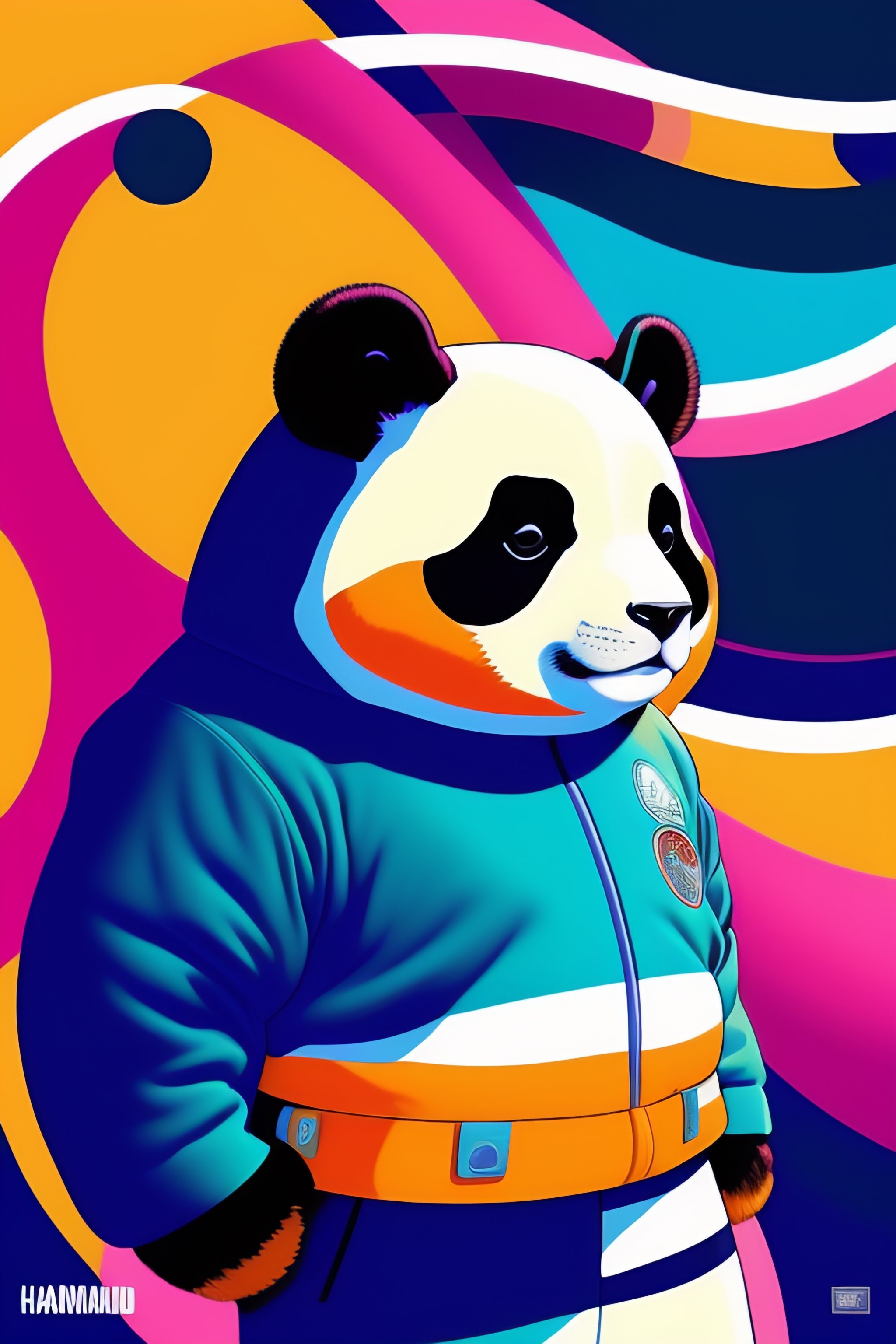 Lexica - 60s cartoon style photo of a Panda bear wearing underground ...