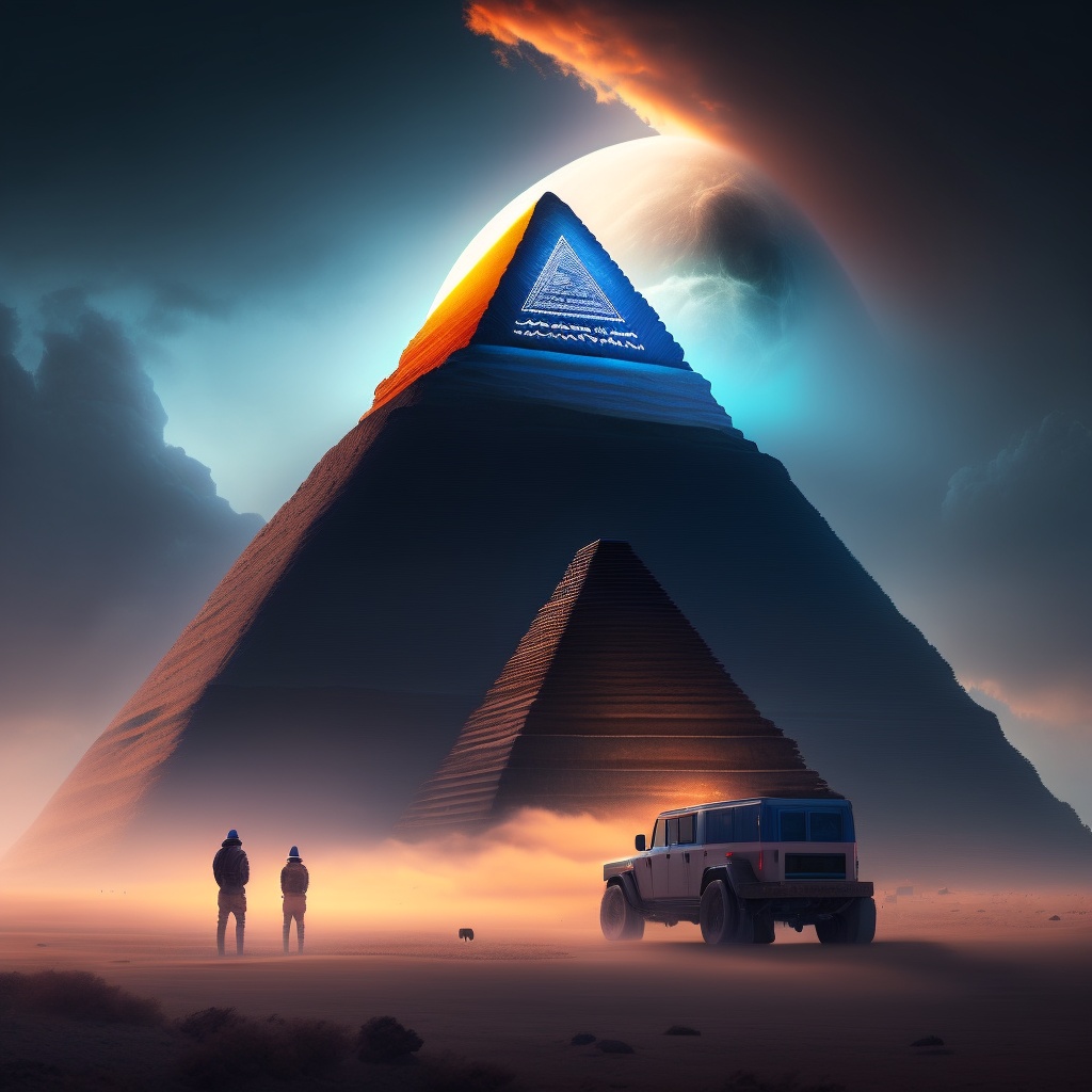 Lexica - Dystopian pyramids, background storm, computers, beautiful ...