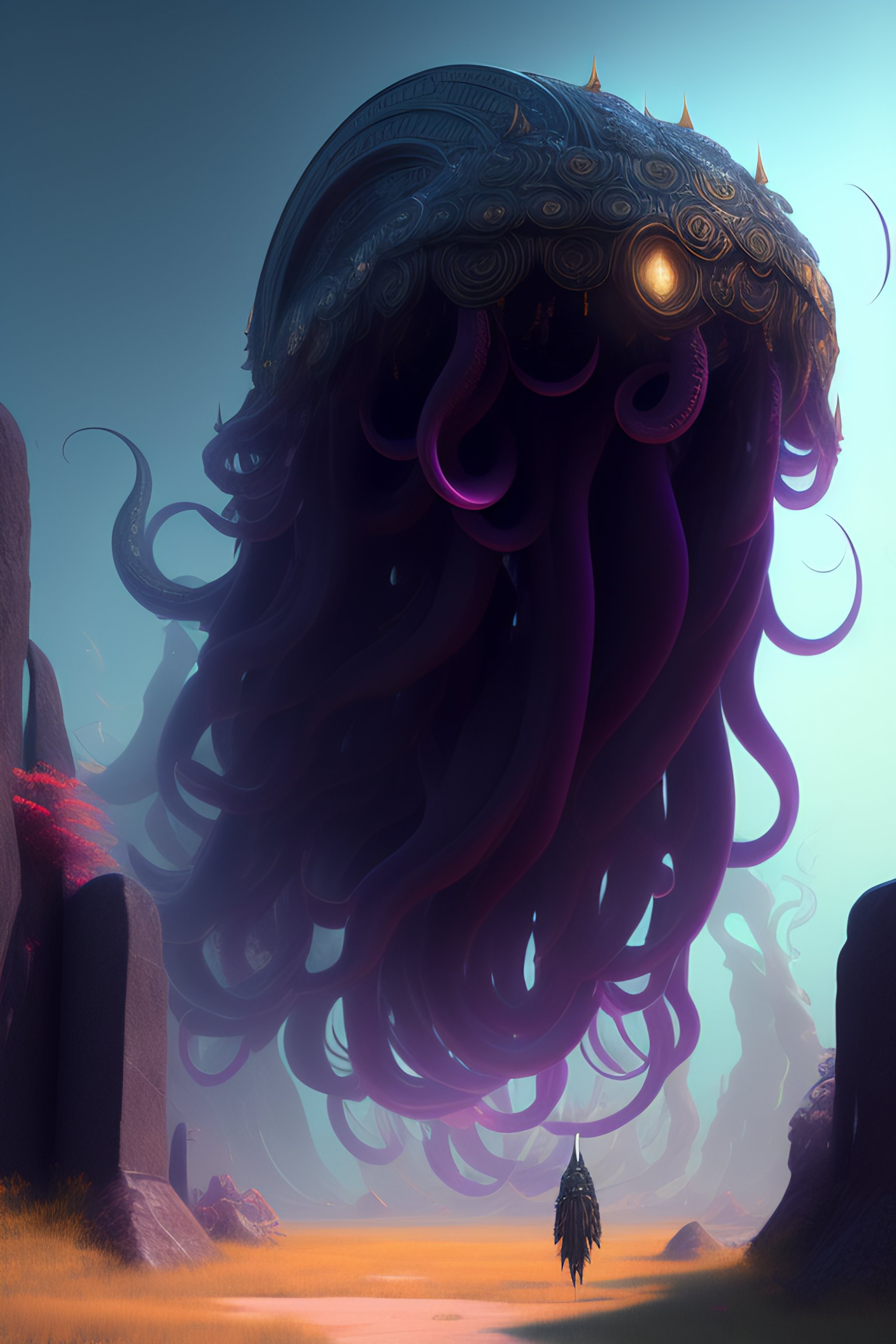 Lexica - Ancient cthulu octopus monster with 3 white-light orbs for ...