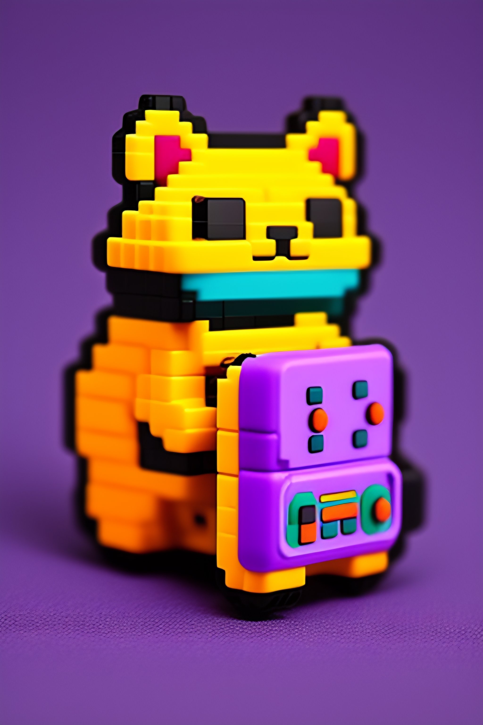 Lexica - A super nintendo 16-bit pixel cat, happy, orange body, purple ...