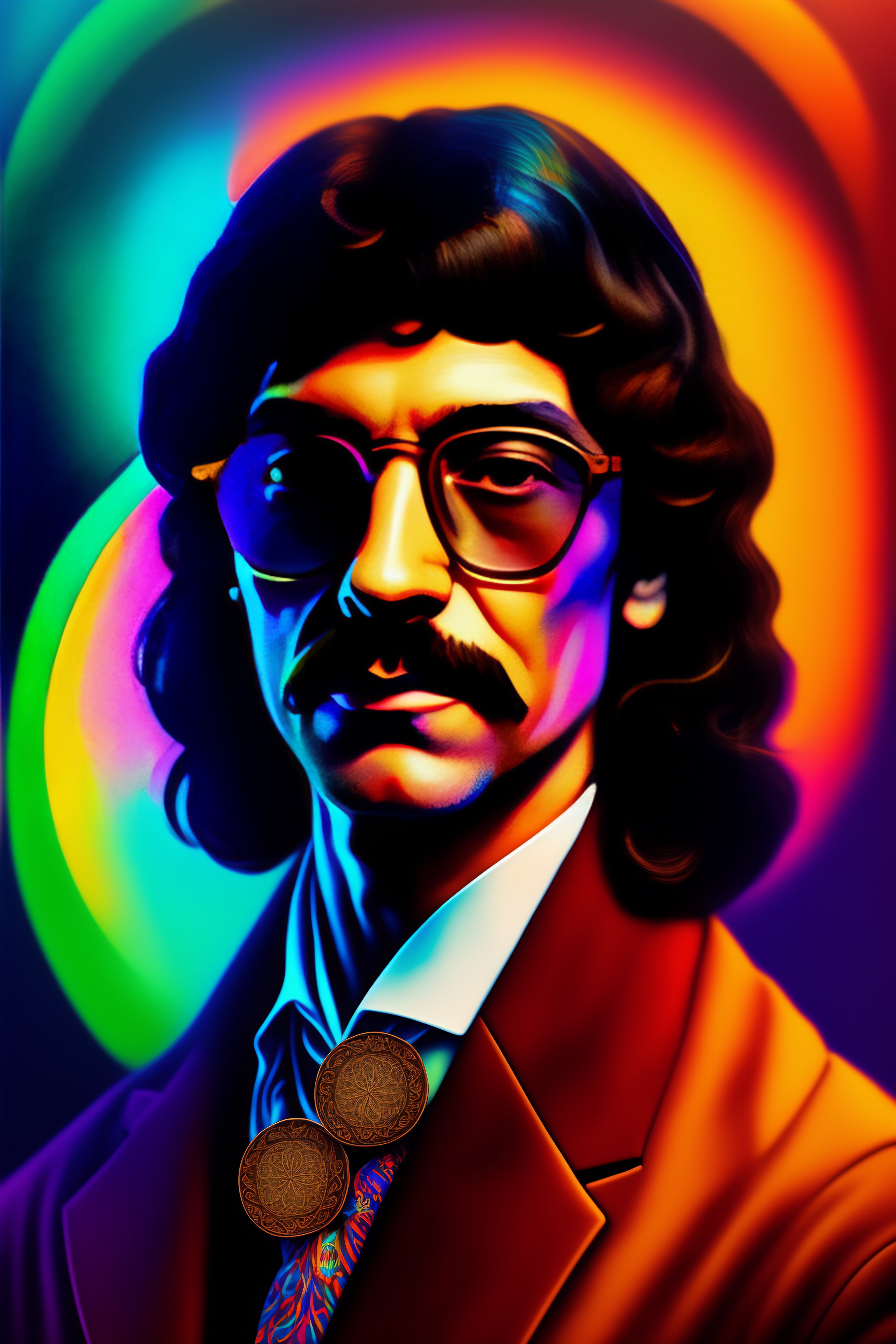 Lexica - An extremely psychedelic portrait of a René Descartes with ...