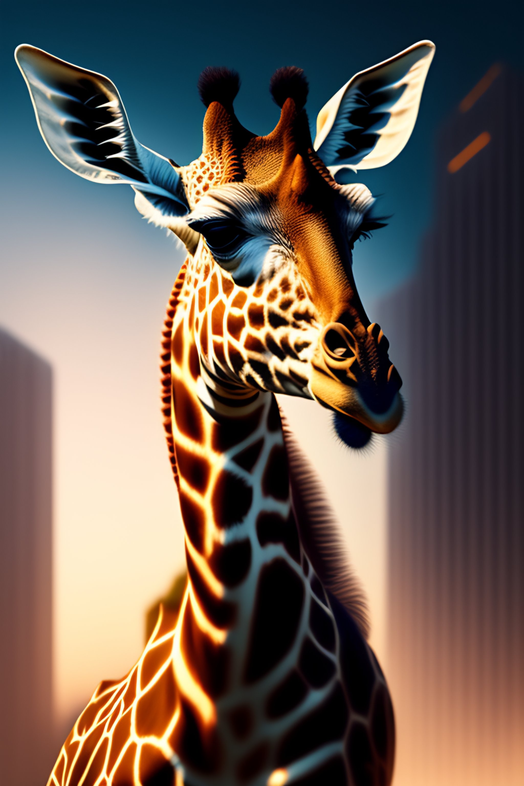 Lexica - Giraffe with wings, cyberpunk full shot