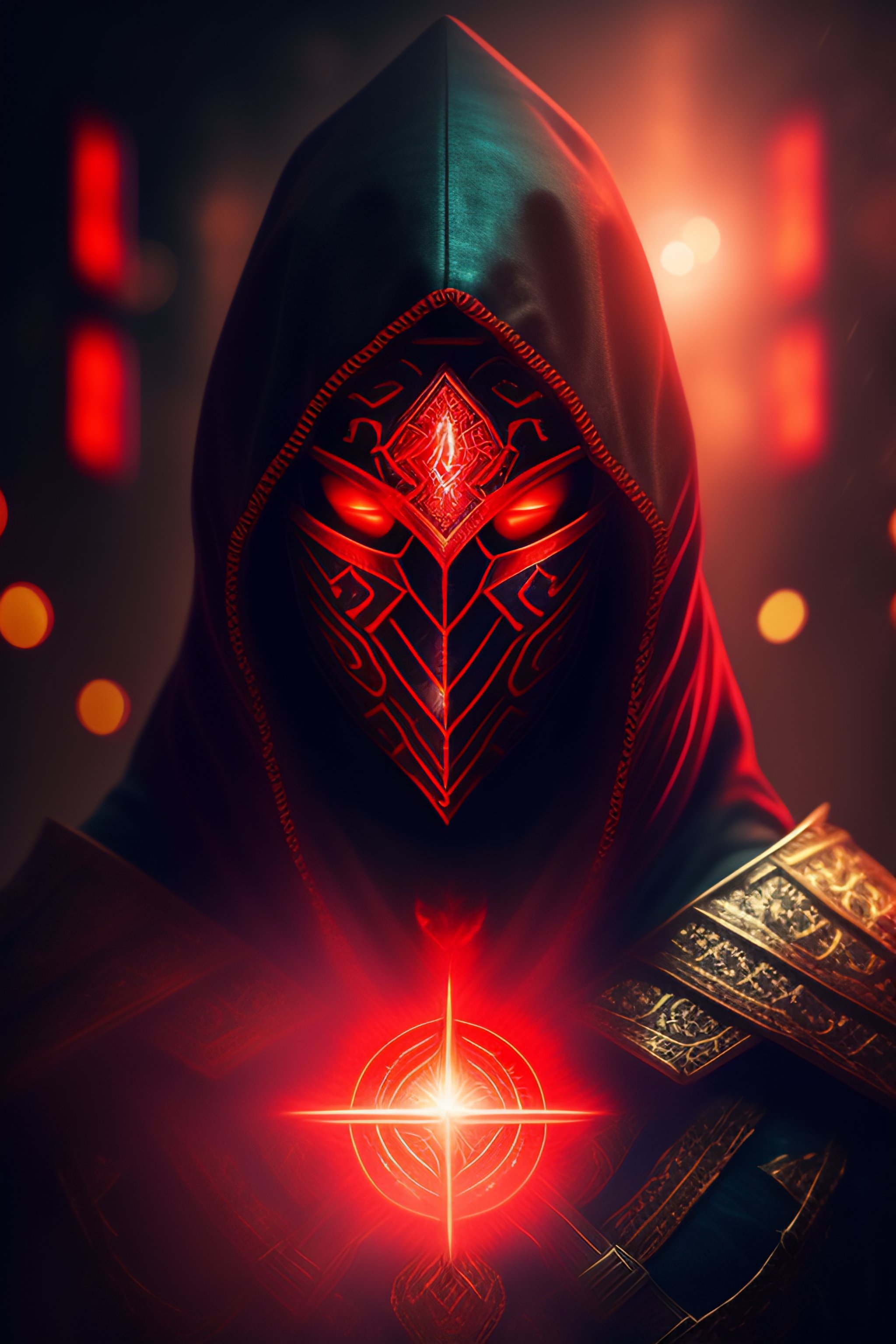 Lexica - Mysterious ,strange mask, wizard ,runes on clothing ,metal ...