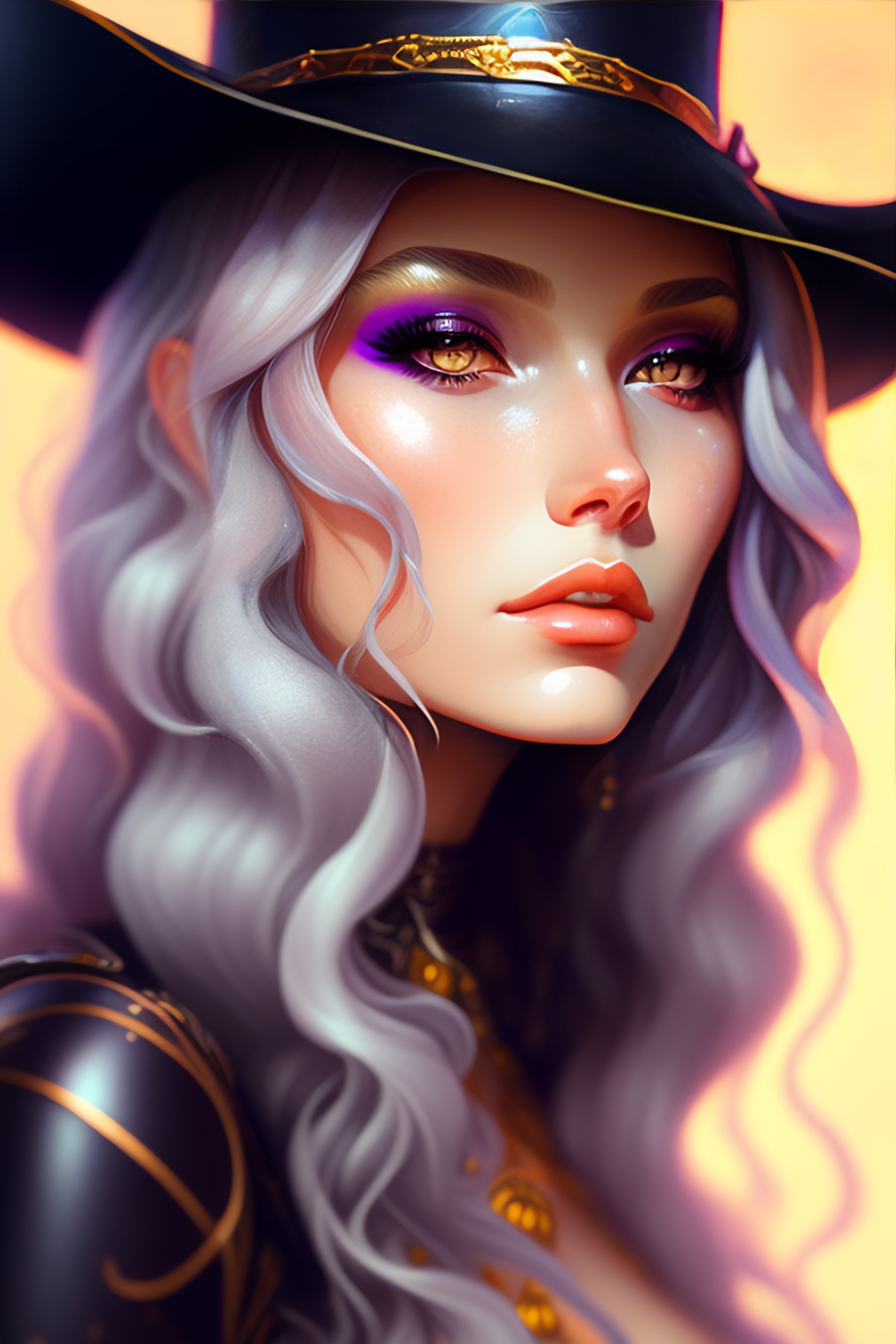 Lexica - Upclose portrait of a Halloween witch, pastel balayage hair ...