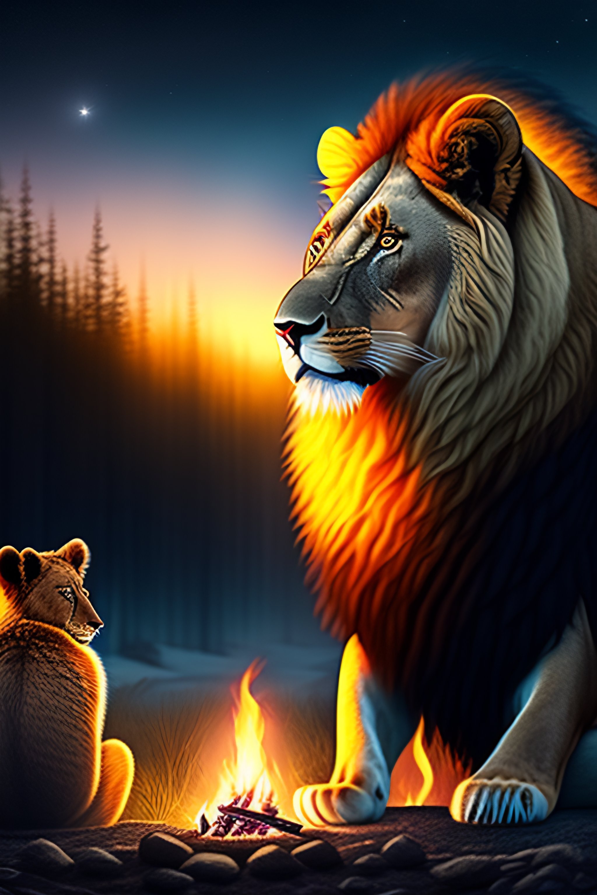 Animated Fire Lion Wallpaper