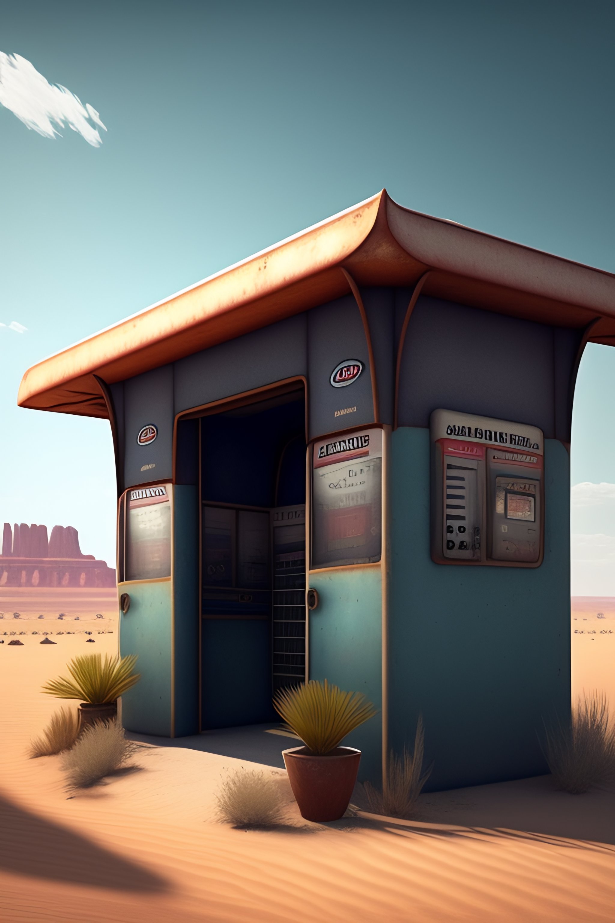 Lexica - An old, tiny abandoned gas station in the middle of the desert ...