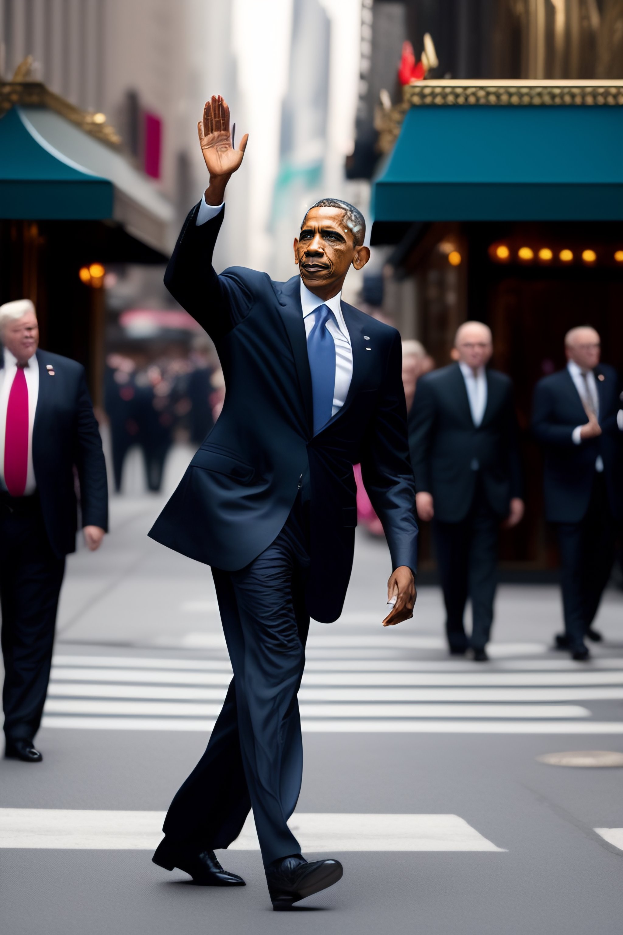 Lexica - Photo of Obama dancing in the streets of new york