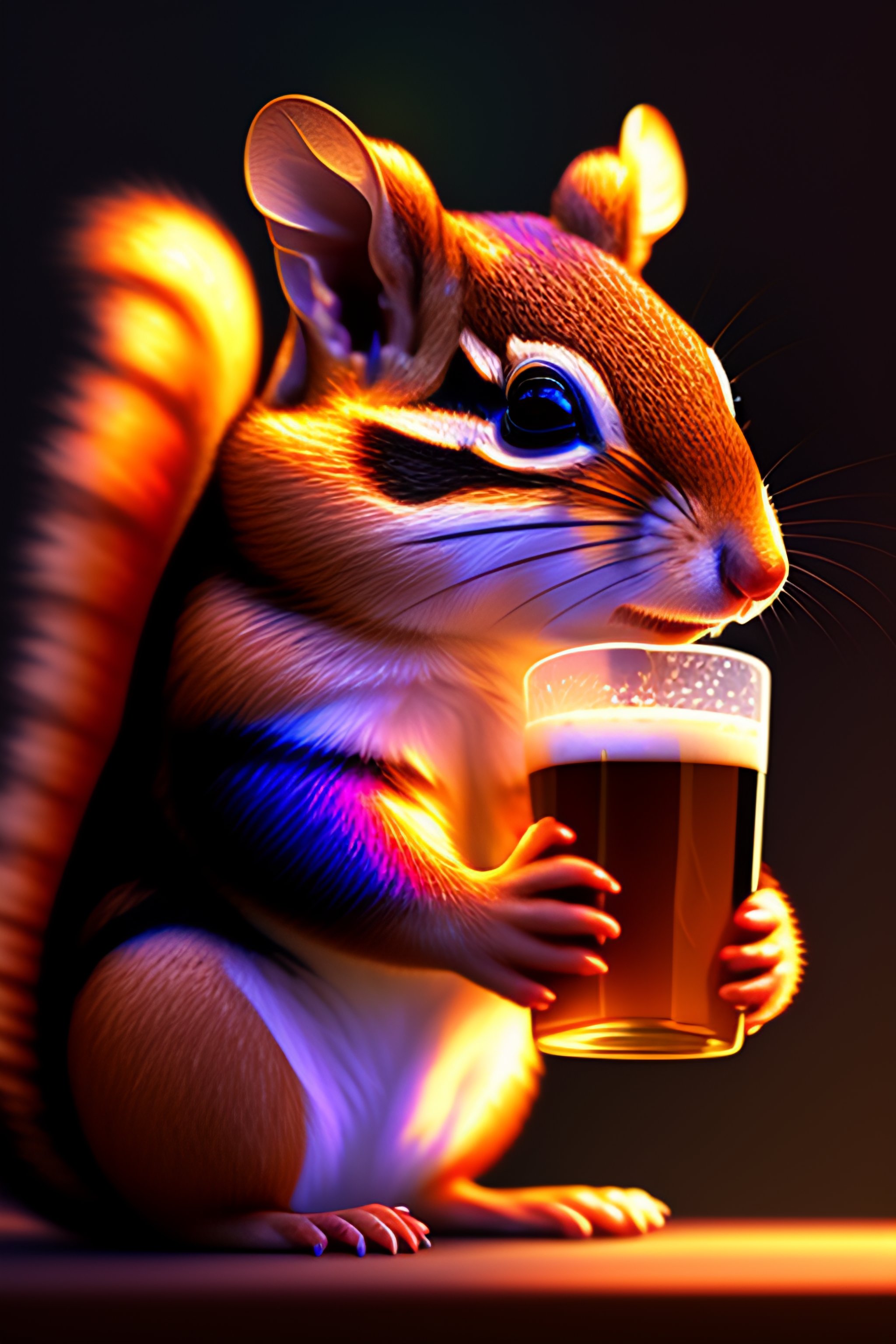 Lexica - Poker chipmunk cowboy drinks beer at speckled pink cyber ...