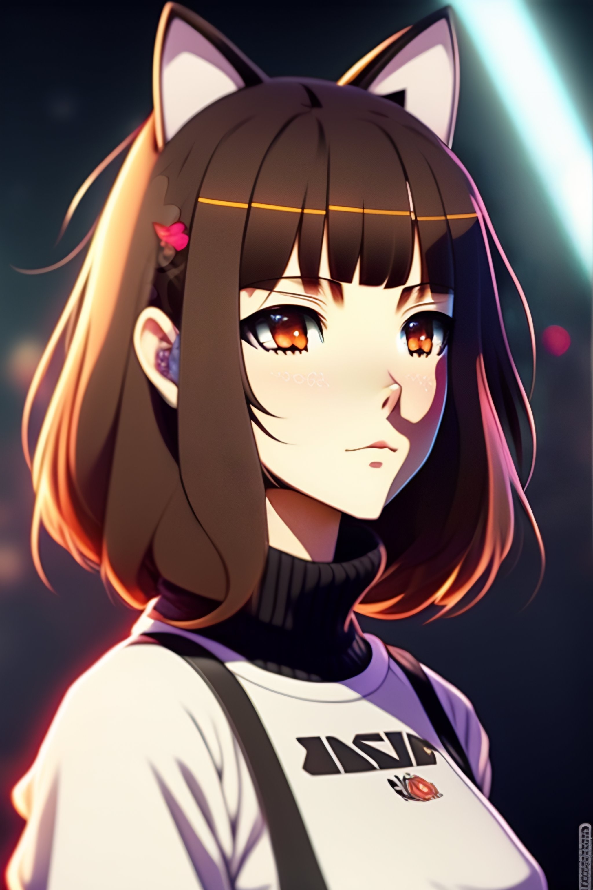 Anime Girl With Brown Hair And Brown Eyes Neko