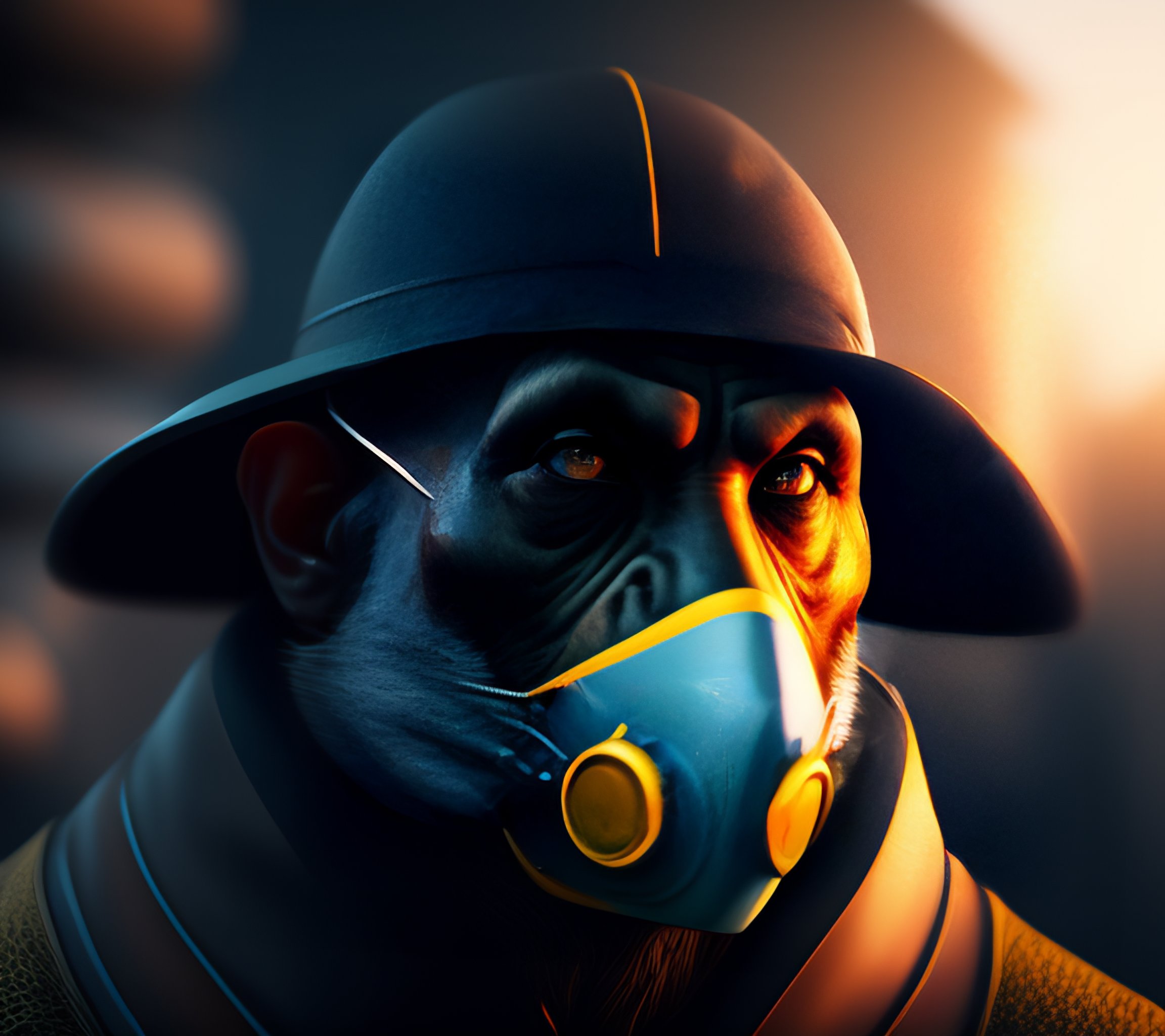 Lexica - Front view portrait of a monkey wearing a surgical mask ...