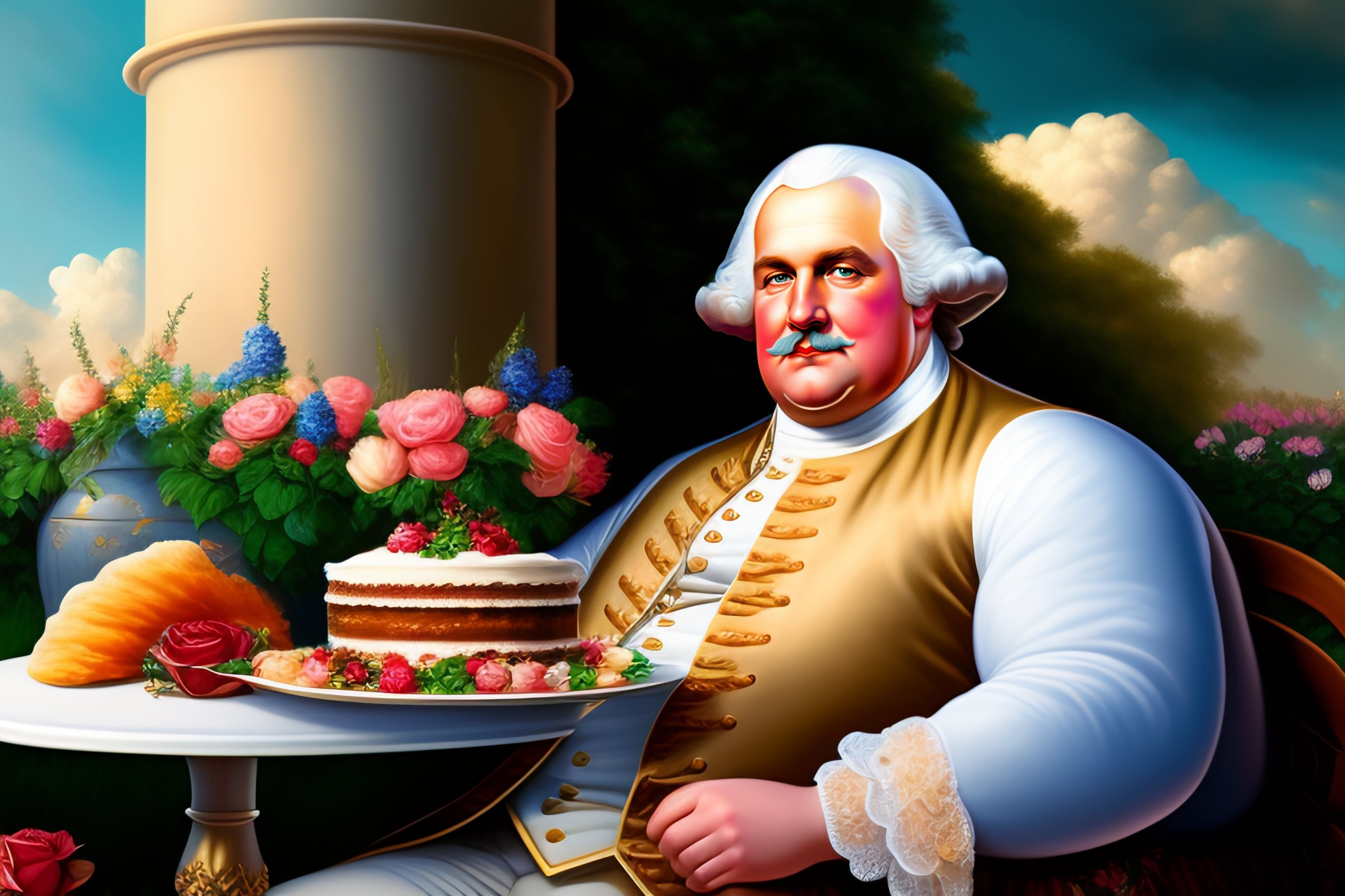 Lexica - A portrait of morbidly obese george washington eating fistfuls ...