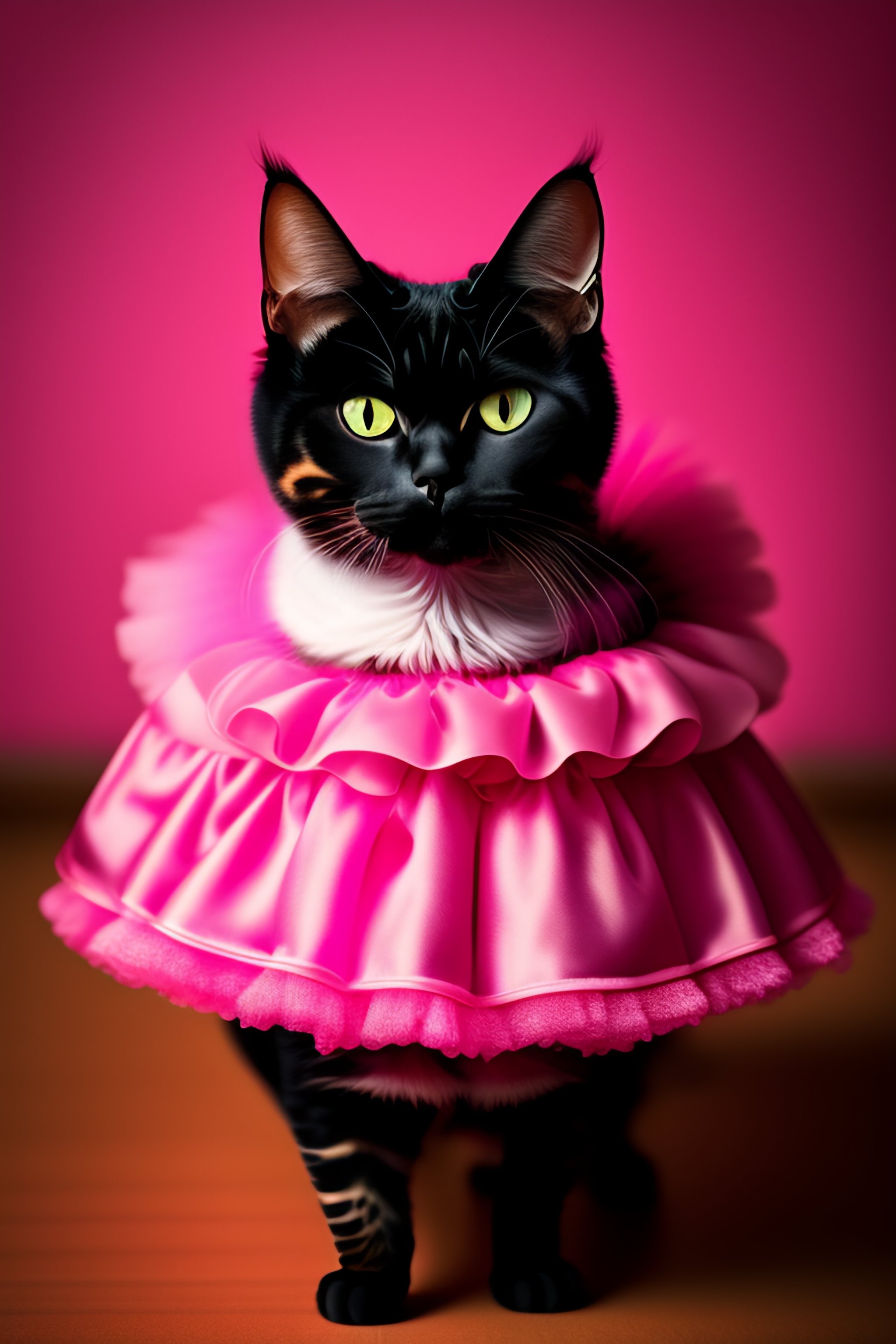 Lexica - An ugly ((tortoiseshell cat)) demon wearing a pink tutu skirt ...