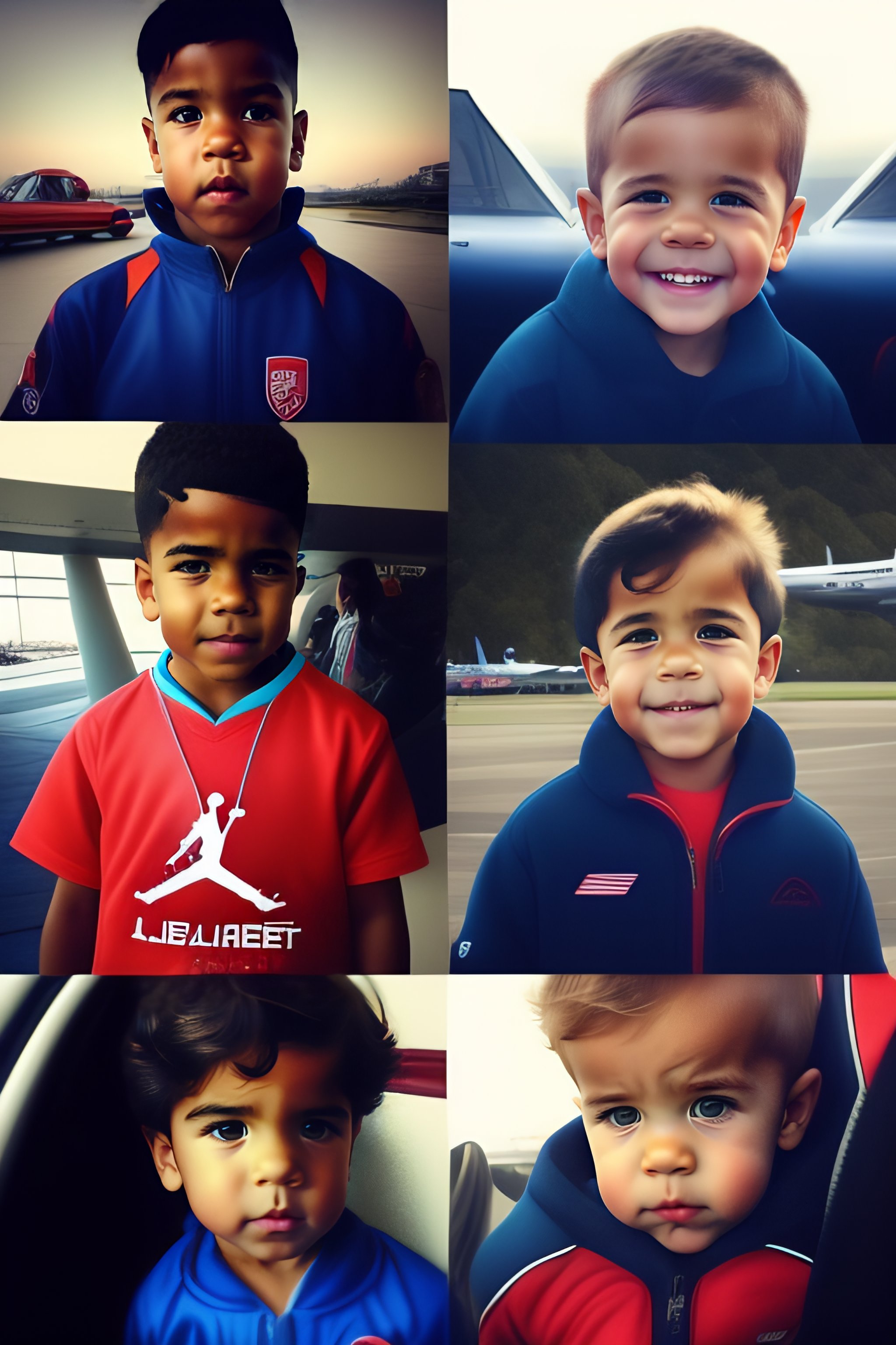 Lexica - Imagine split into 5 photos. First: Jordan is at the airport ...