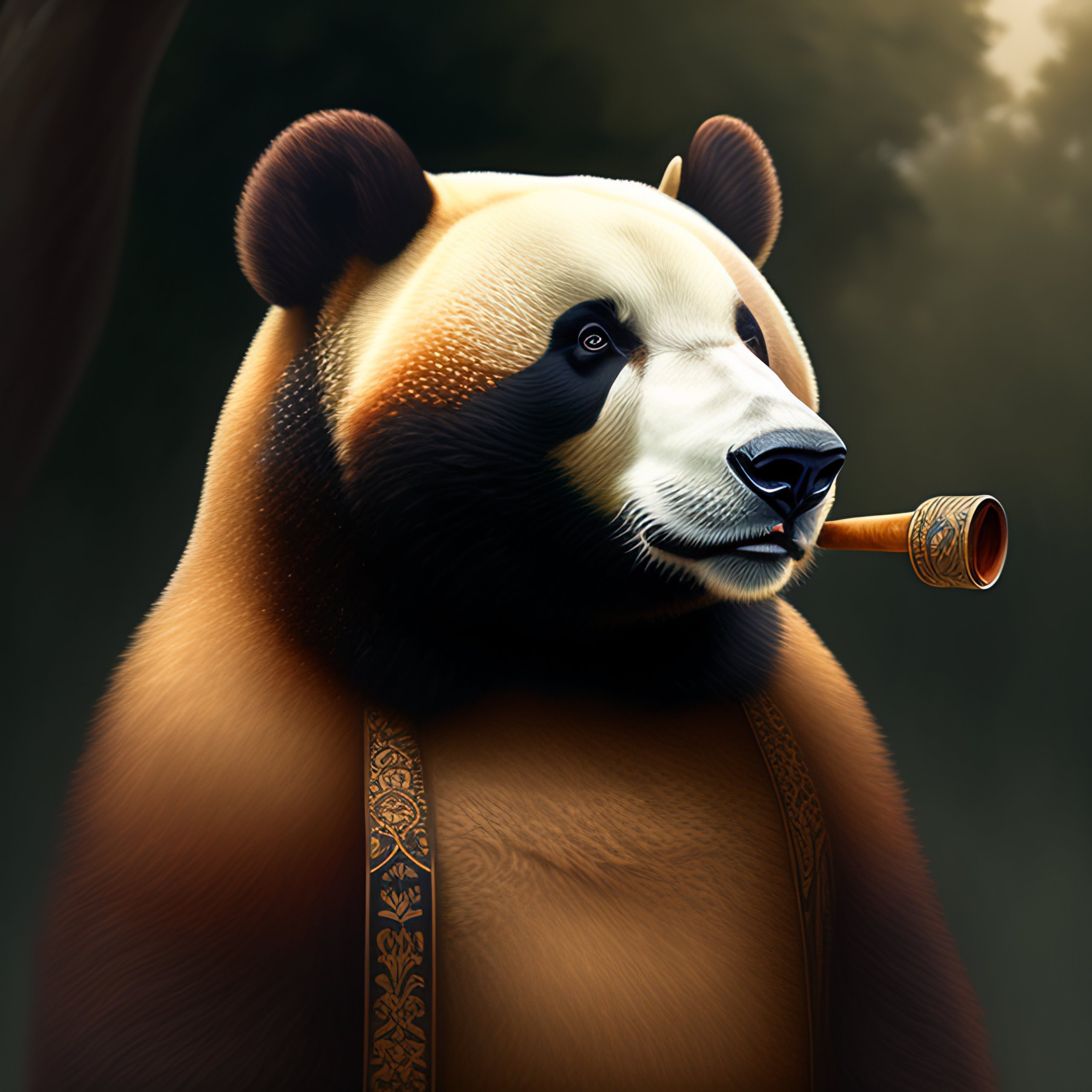 Lexica - Portrait of a bear panda, human body, bird head, sophisticated ...