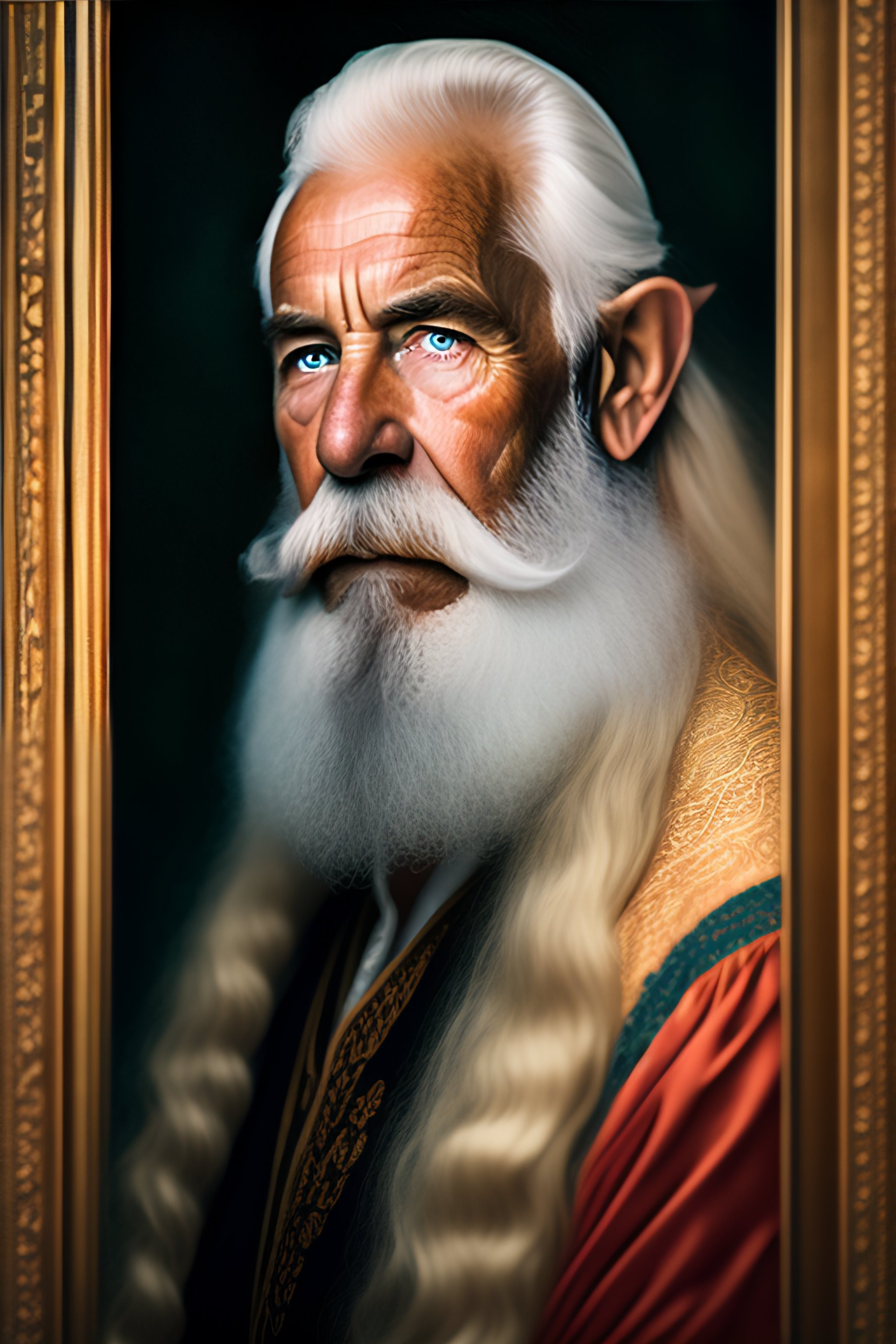 Lexica - Old aged half man half woman elf with huge beard portrait