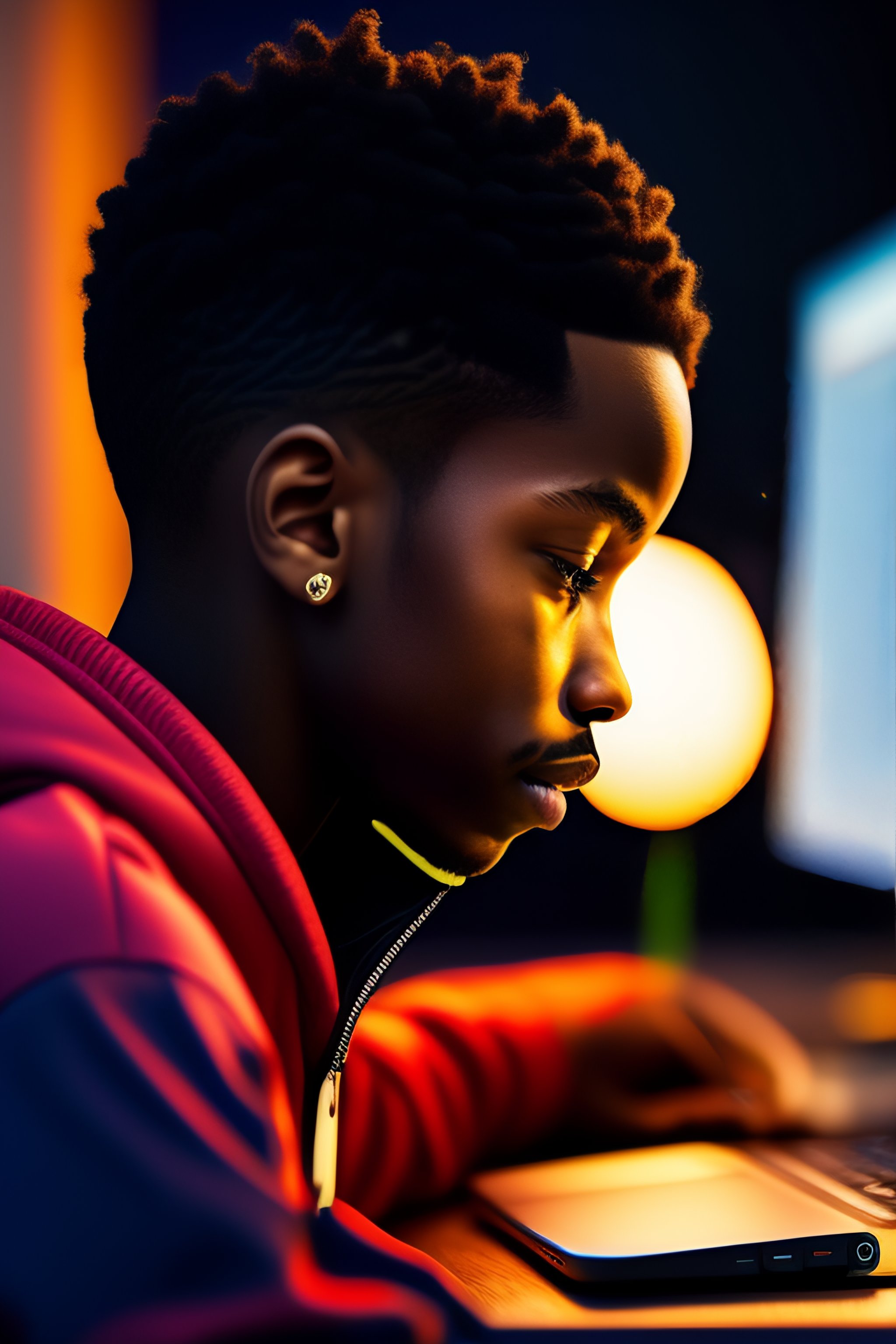 Lexica - Young black man coding in the night