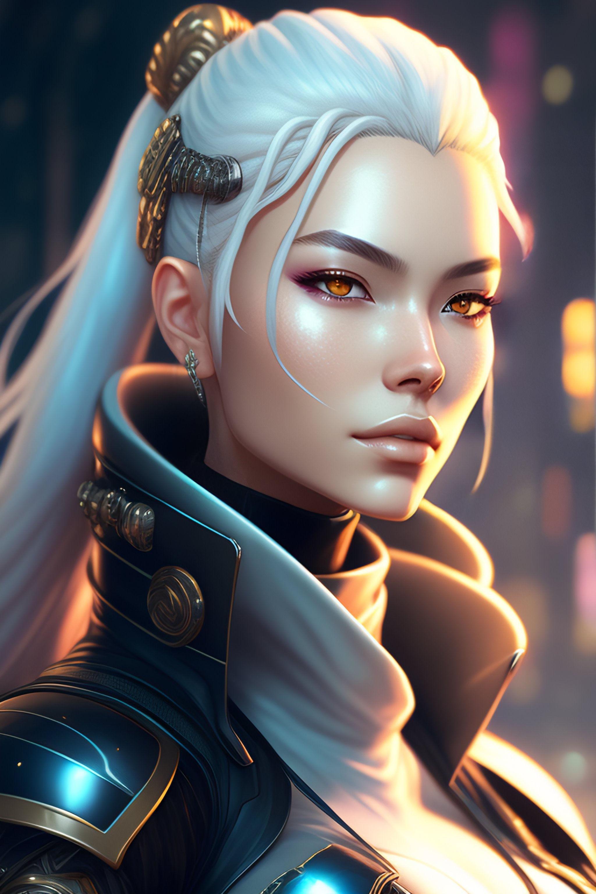Lexica - Right facing, Portrait of a cyberpunk white cyborg ninja ...